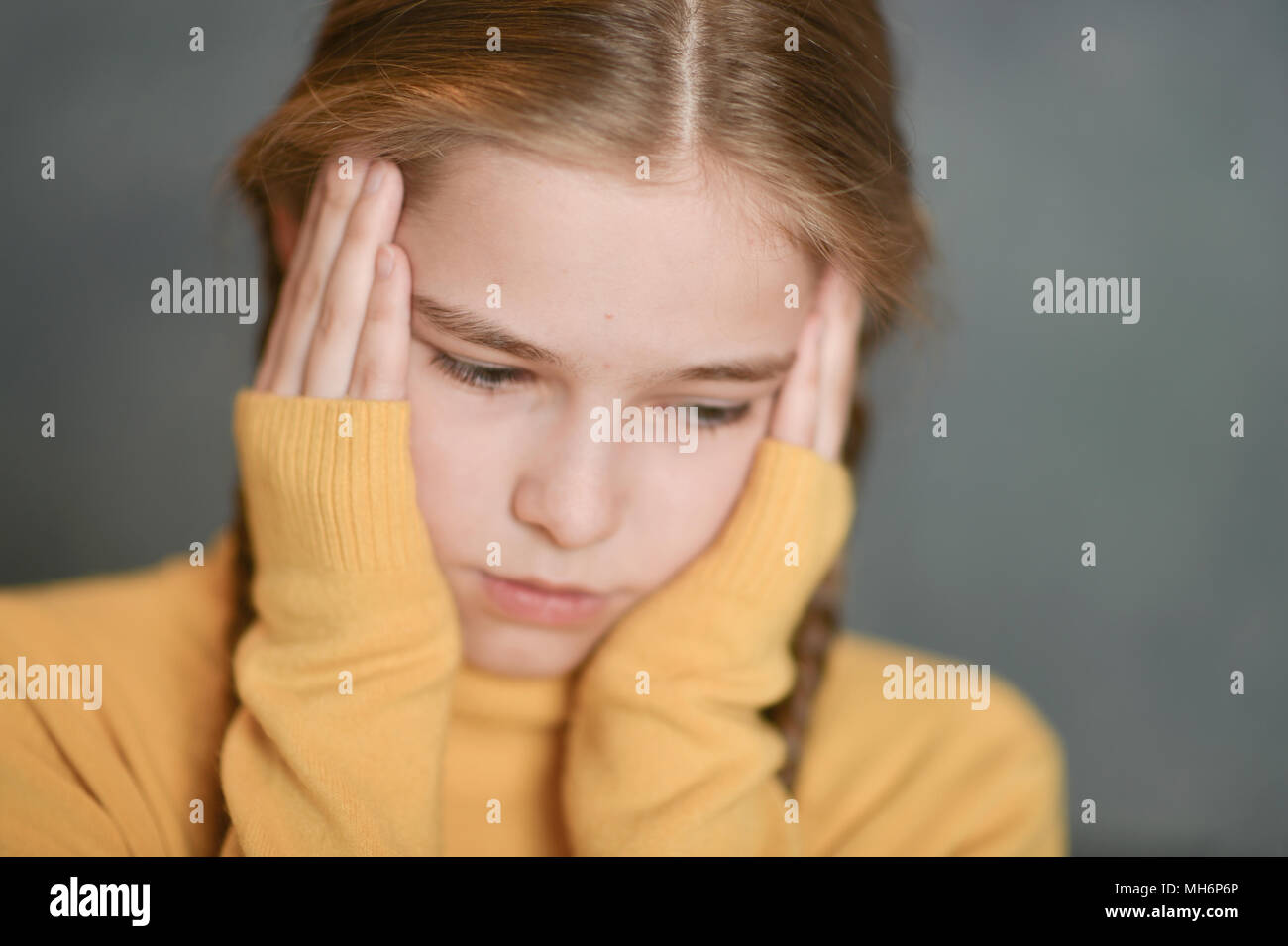 sad sick girl suffering from illness Stock Photo - Alamy