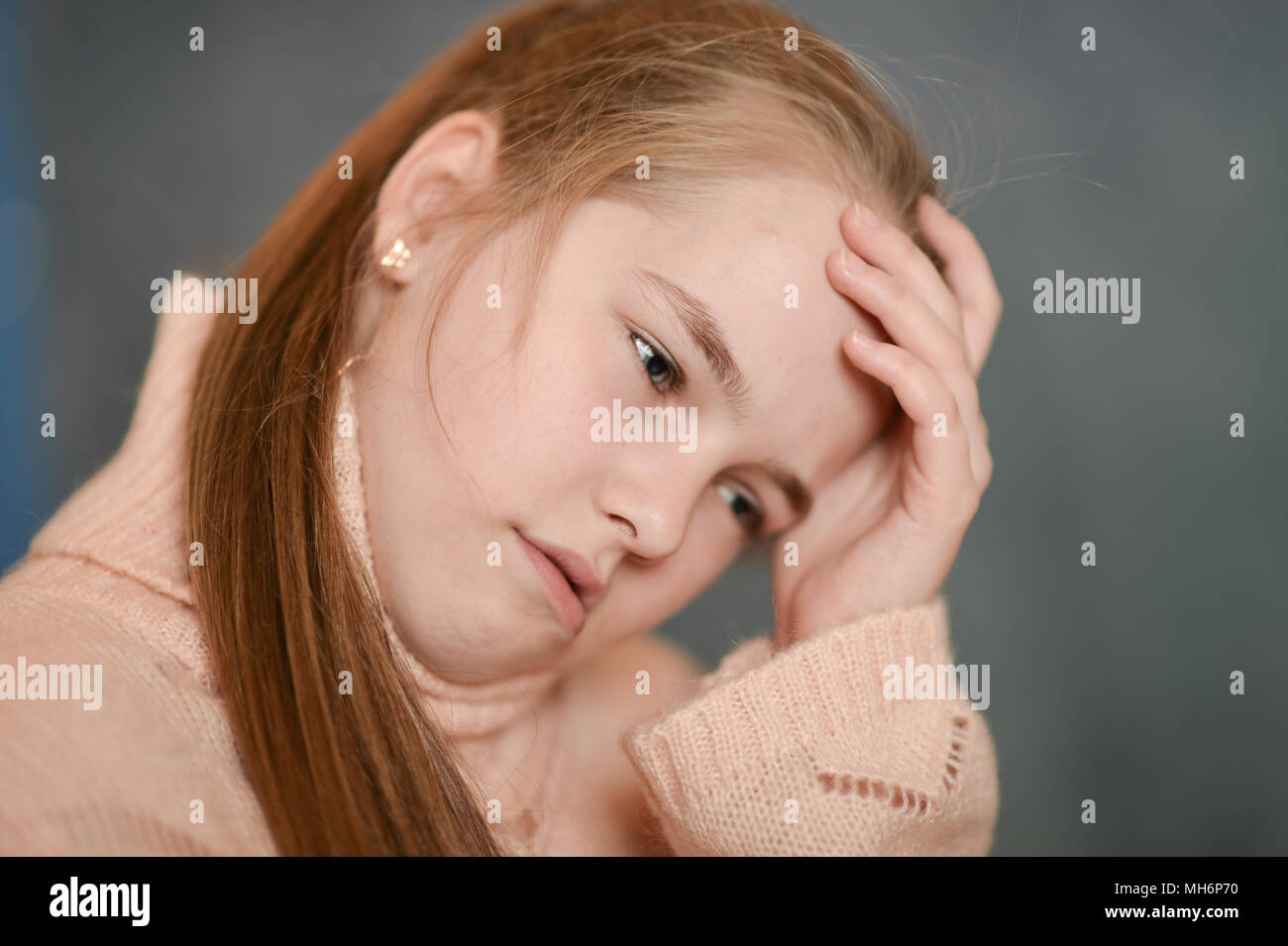 sad sick girl suffering from illness Stock Photo - Alamy