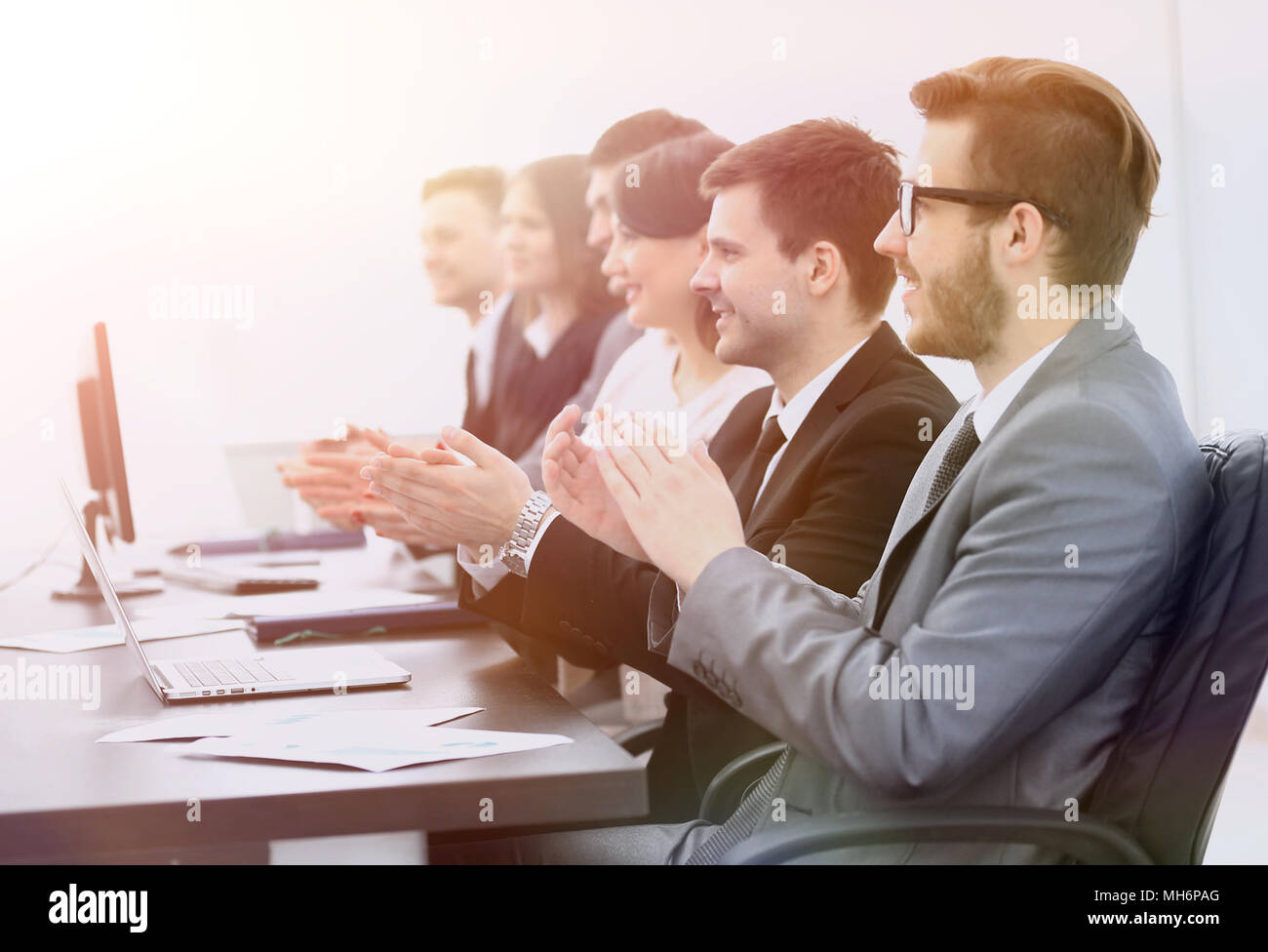 Work team cheering together hi-res stock photography and images - Alamy