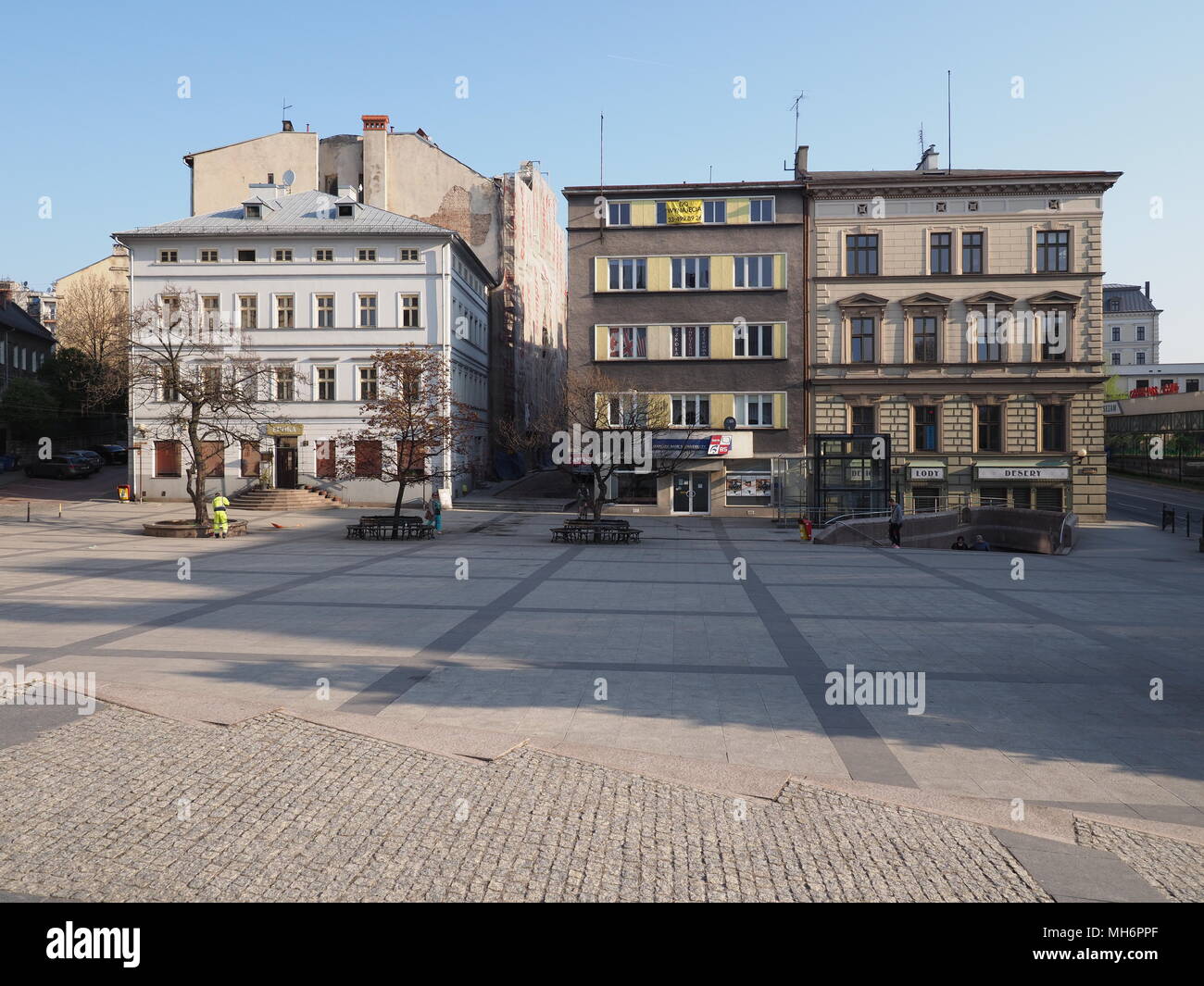 Representative buildings at main square in historical european Bielsko ...