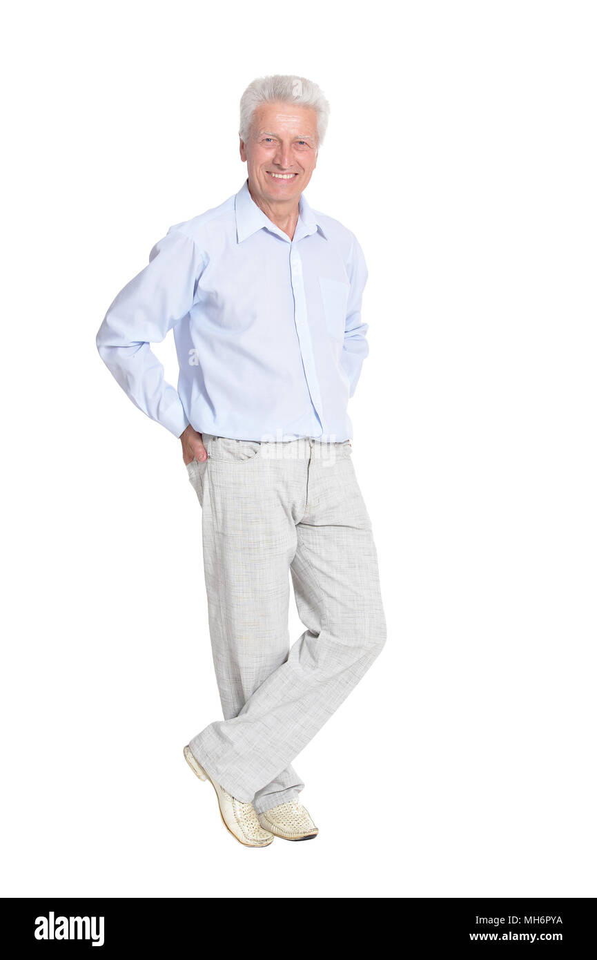 Smiling old man grey Cut Out Stock Images & Pictures - Alamy