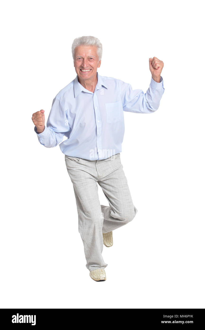 Smiling old man grey Cut Out Stock Images & Pictures - Alamy