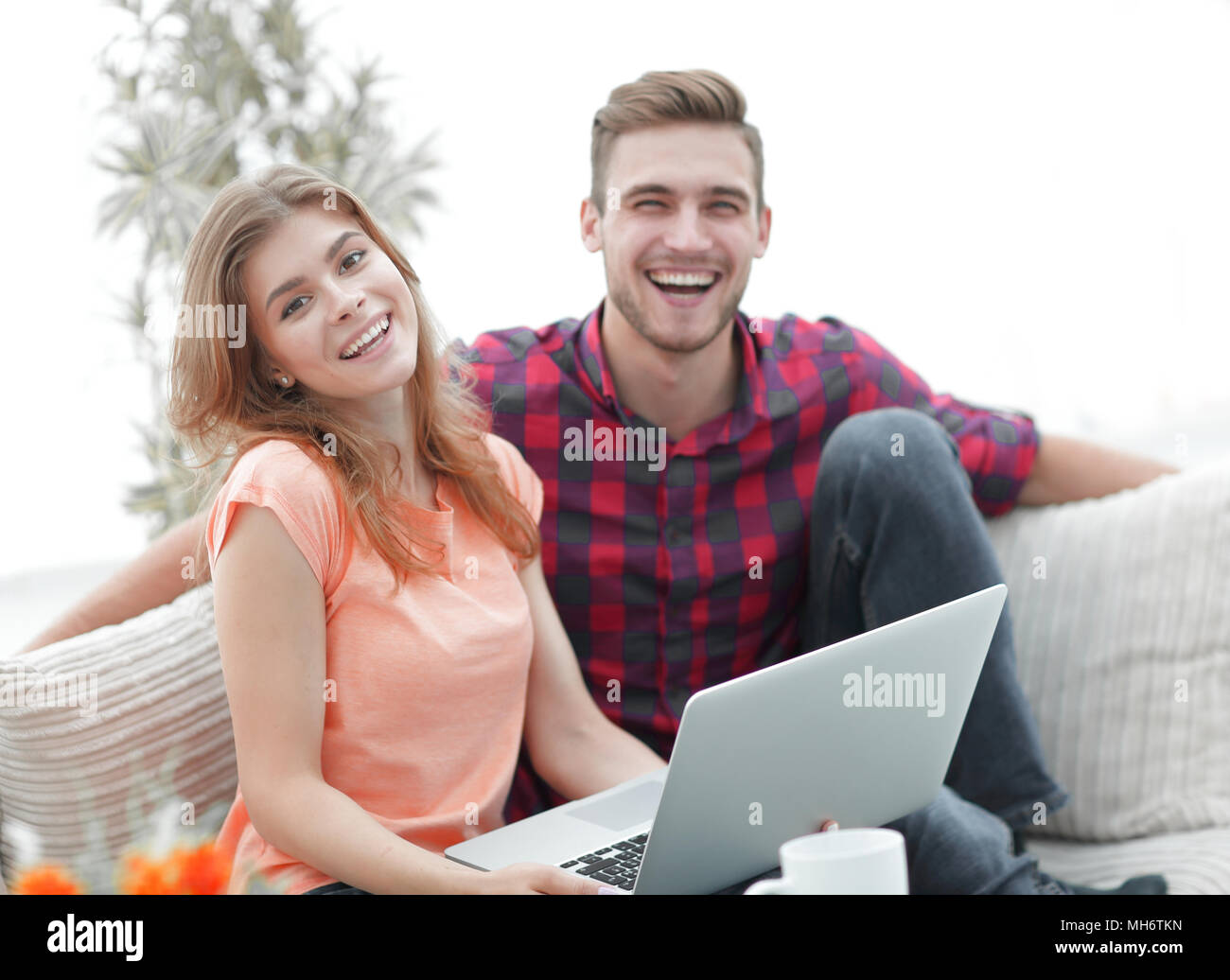 modern young people using laptop at home Stock Photo - Alamy