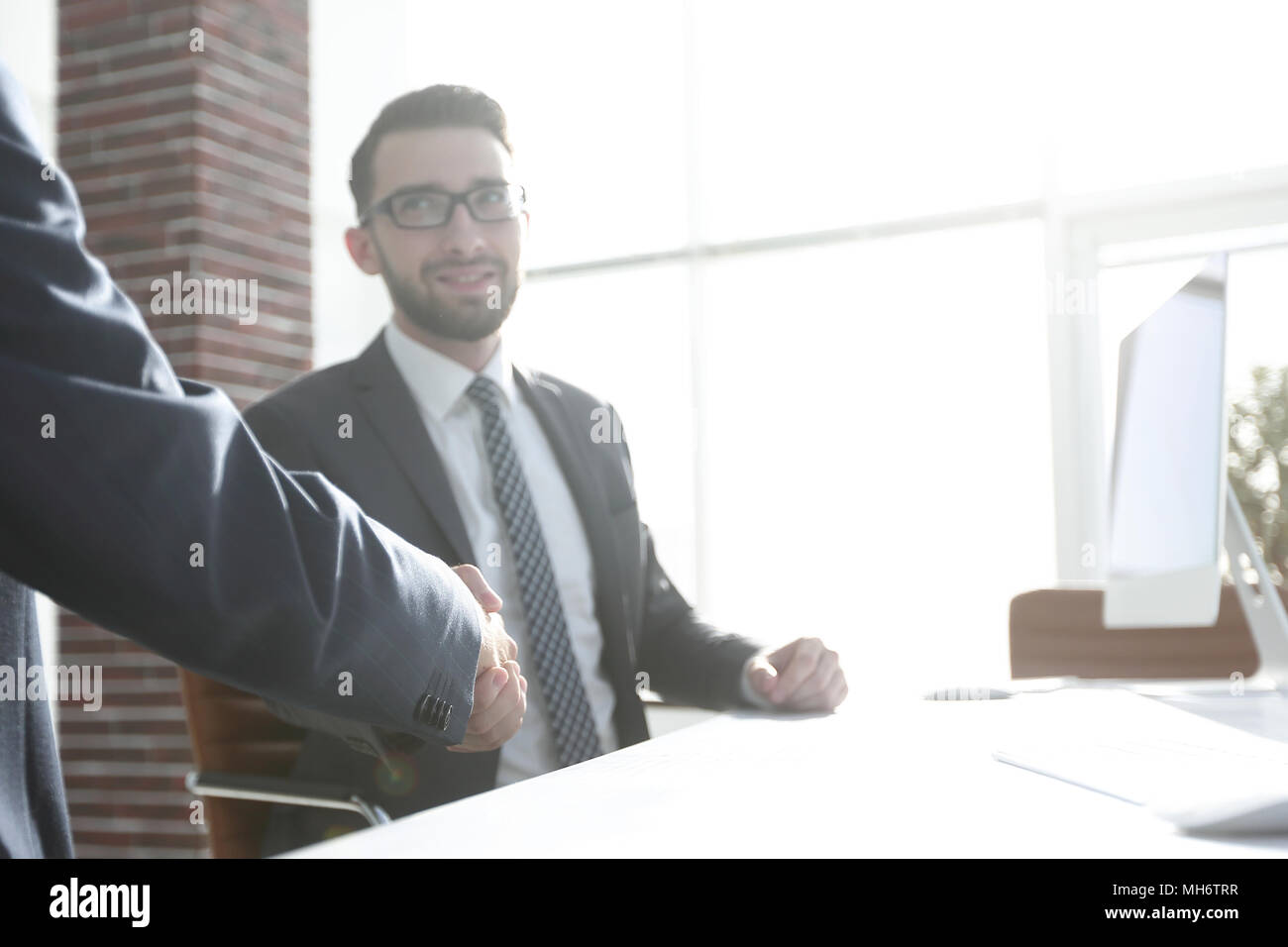 business handshake . photo with copy space Stock Photo - Alamy