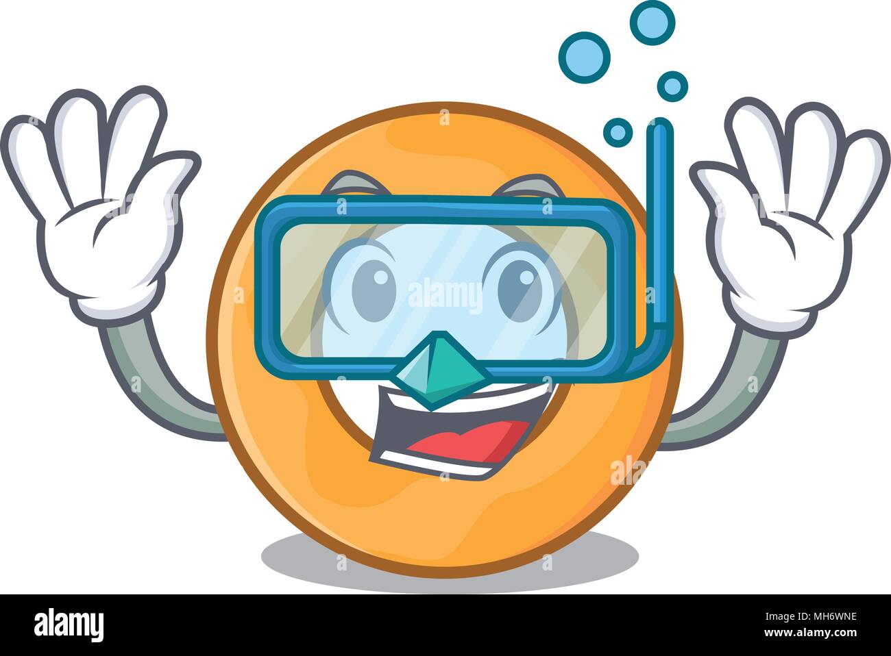 Diving onion ring character cartoon vector illustration Stock Vector ...