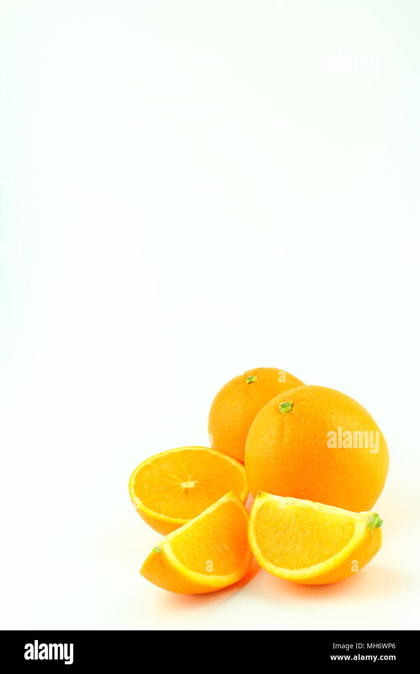 composition of fresh orange fruits isolated on a white background with ...