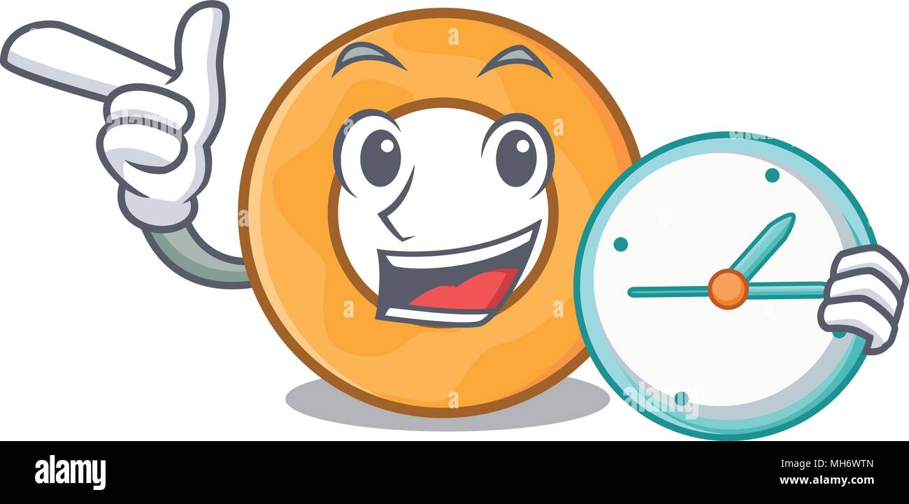 With clock onion ring character cartoon vector illustration Stock ...