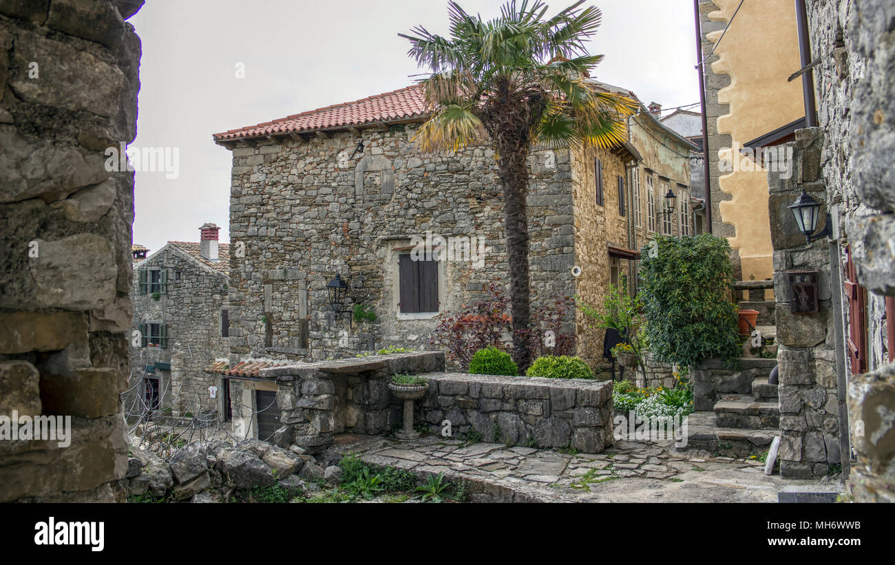 Central Istria (Istra), Croatia - Old stone houses in a small medieval ...