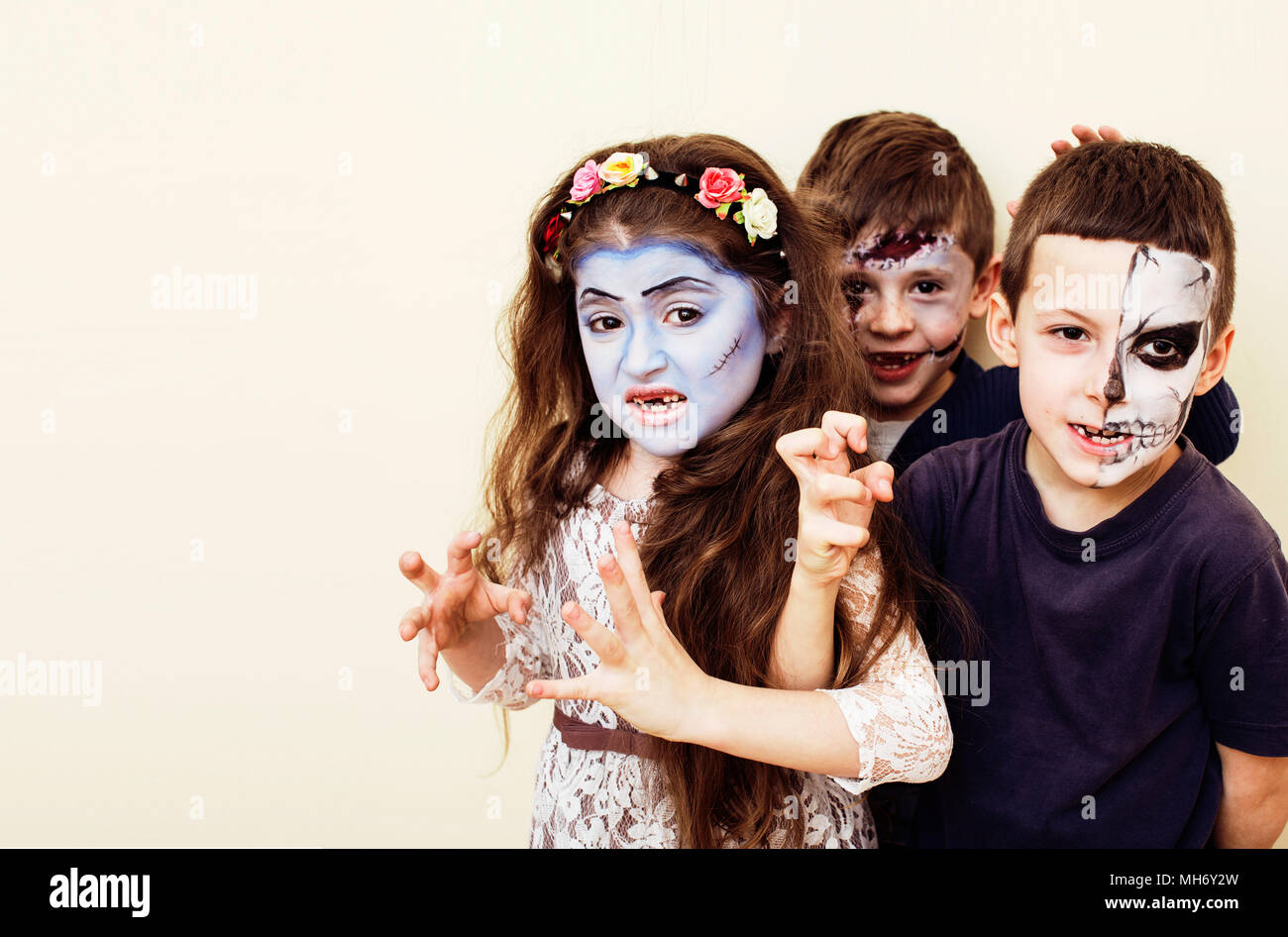 zombie apocalypse kids concept. Birthday party celebration facep Stock ...