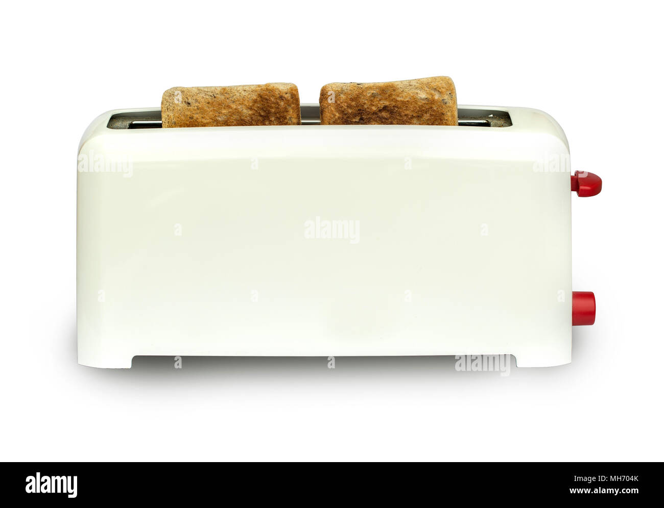 fresh toasted toast and a toaster isolated on white with clipping path ...