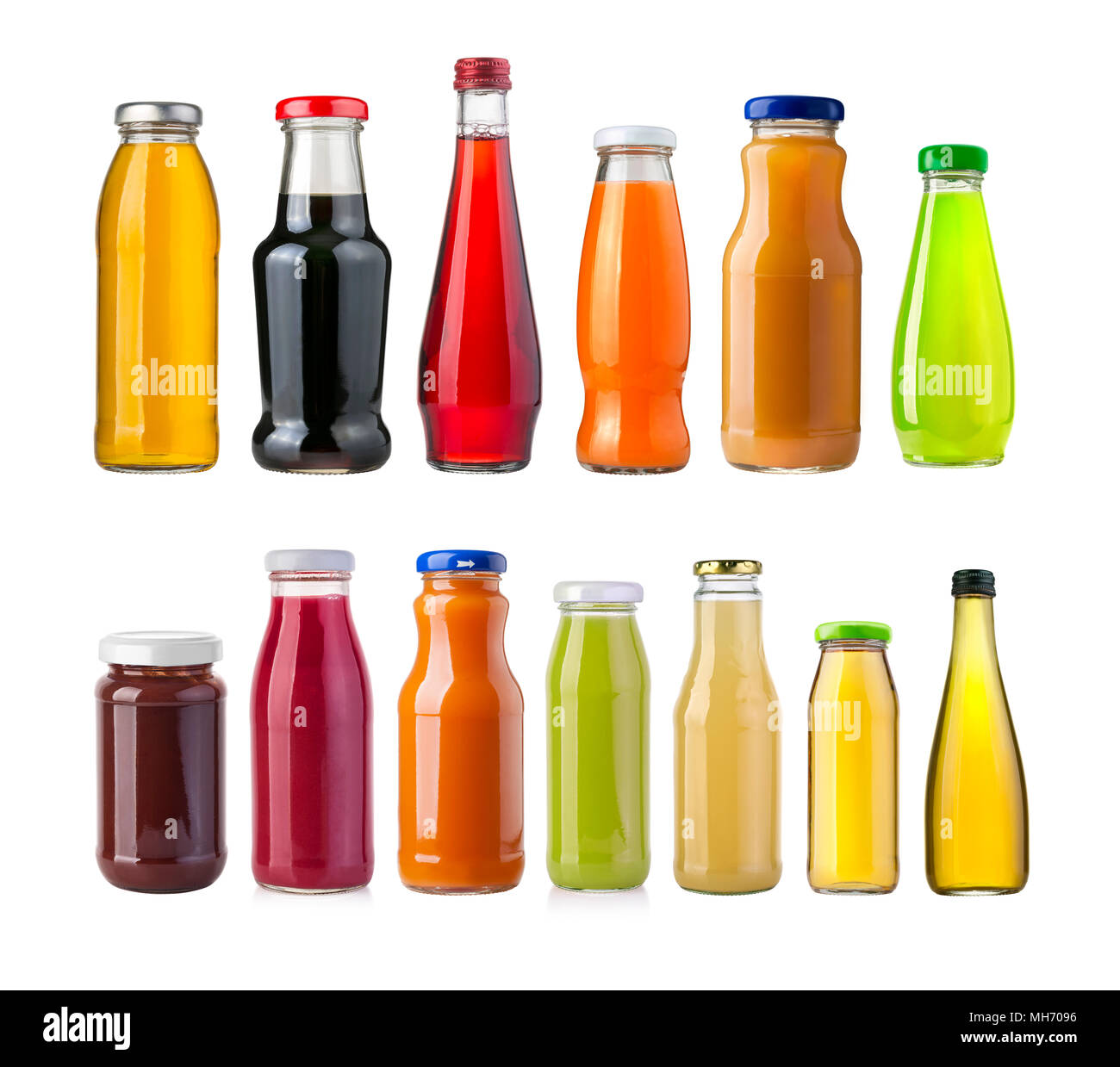 different Juice bottles isolated on white background Stock Photo - Alamy