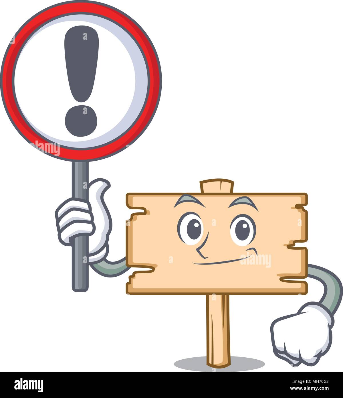 With sign wooden board character cartoon Stock Vector Image & Art - Alamy