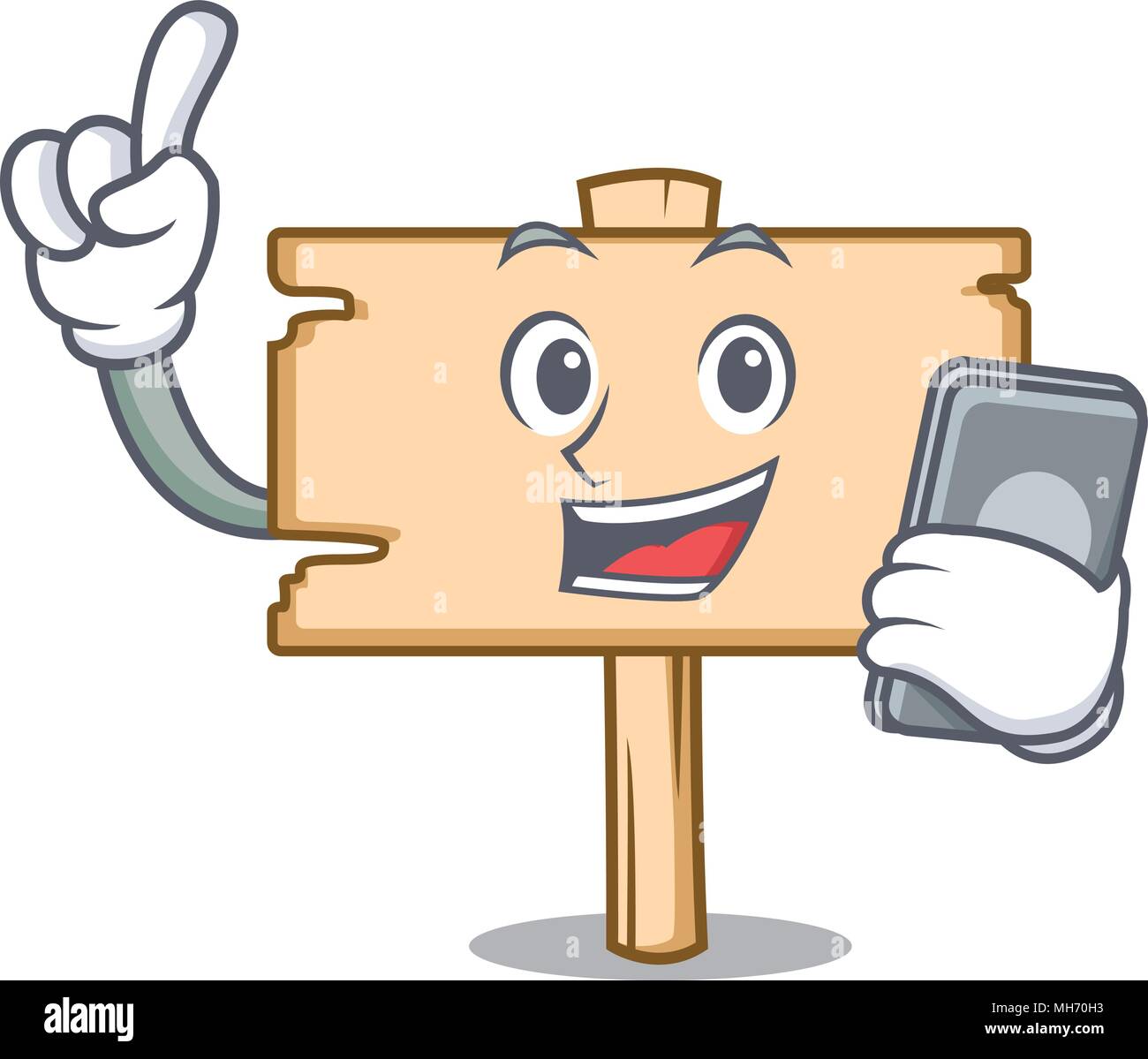 With phone wooden board character cartoon Stock Vector Image & Art - Alamy