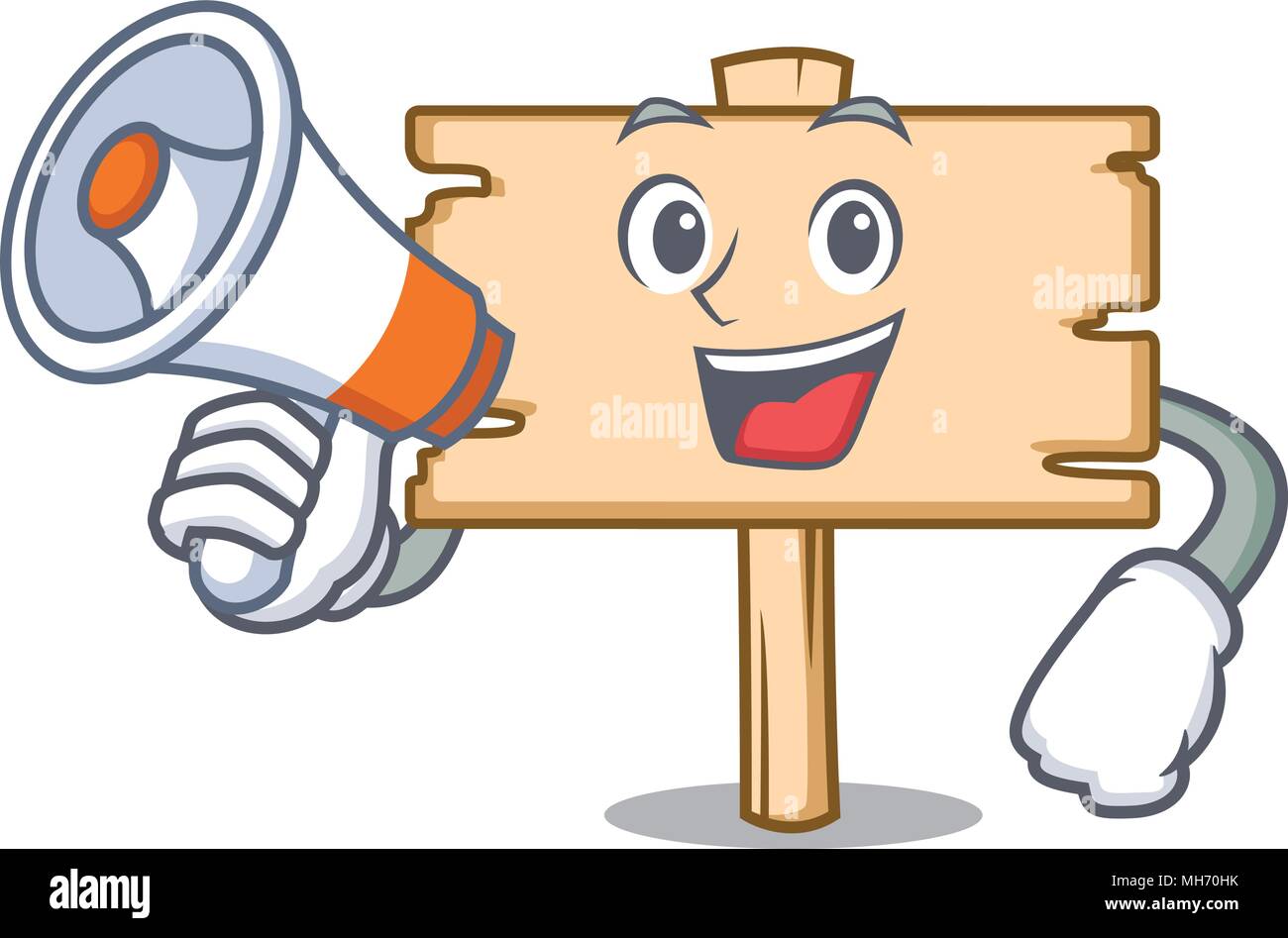 With megaphone wooden board character cartoon Stock Vector Image & Art ...