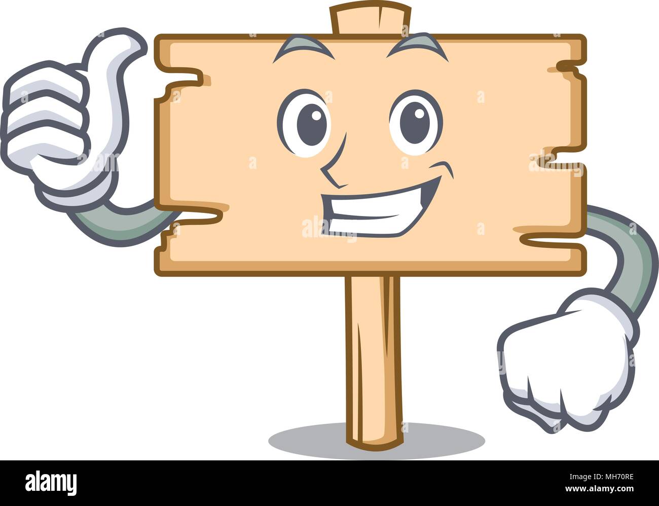 Thumbs up wooden board character cartoon Stock Vector Image & Art - Alamy