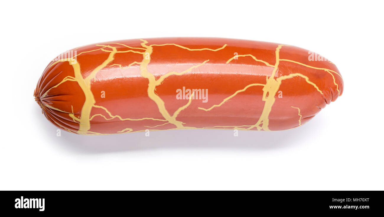 packaged sausage isolated on a white background Stock Photo - Alamy