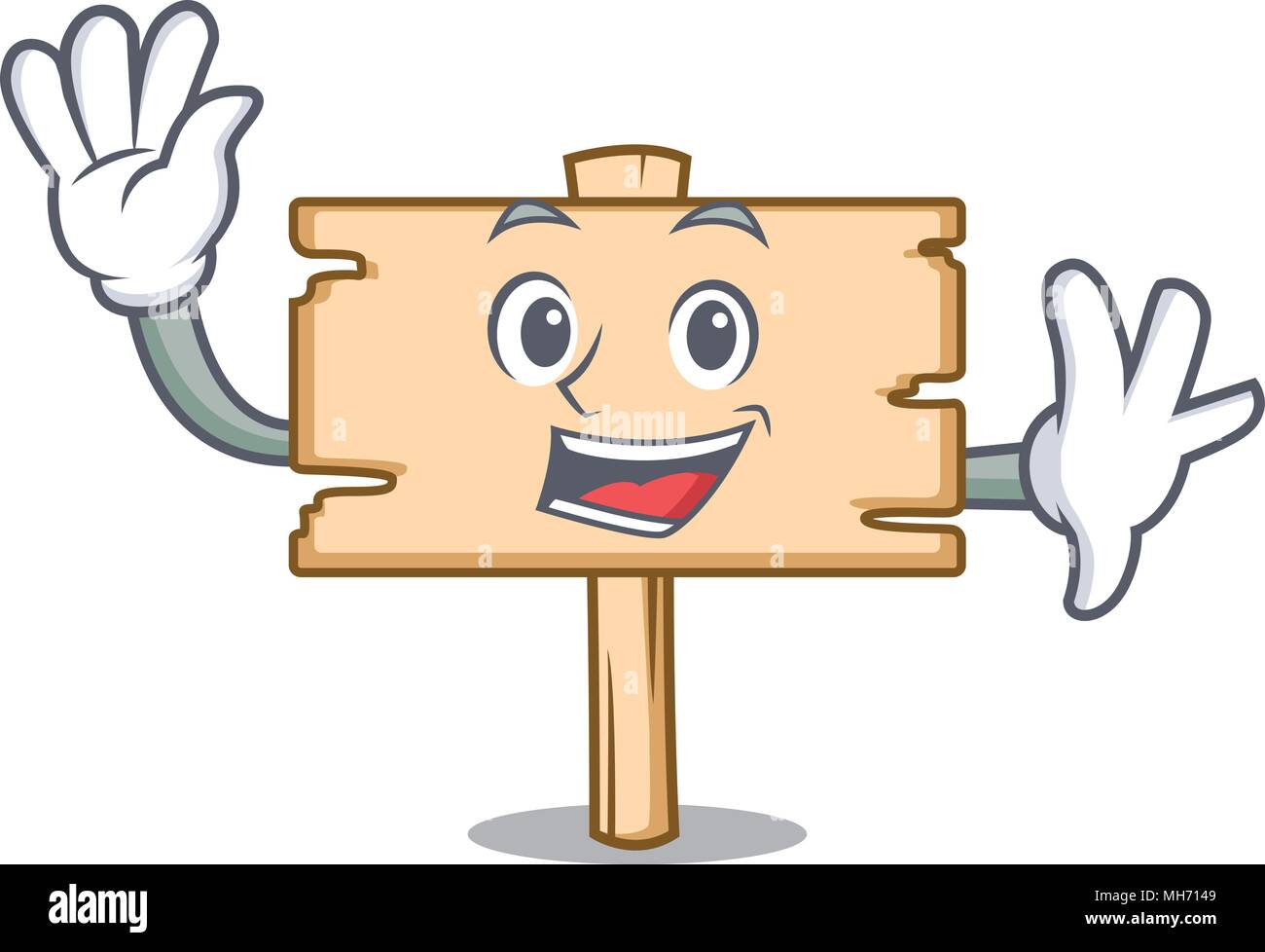 Waving wooden board character cartoon Stock Vector Image & Art - Alamy