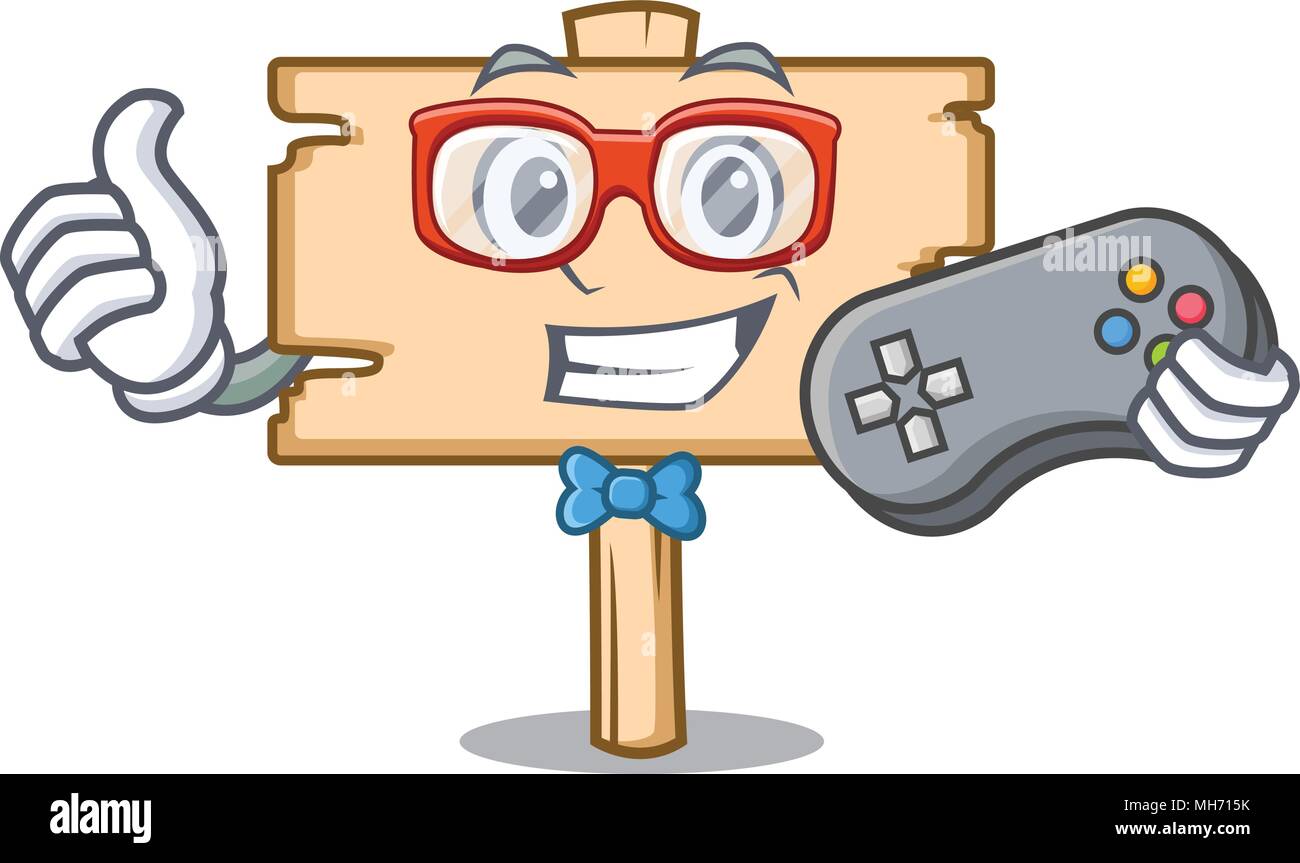 Gamer wooden board mascot cartoon Stock Vector Image & Art - Alamy