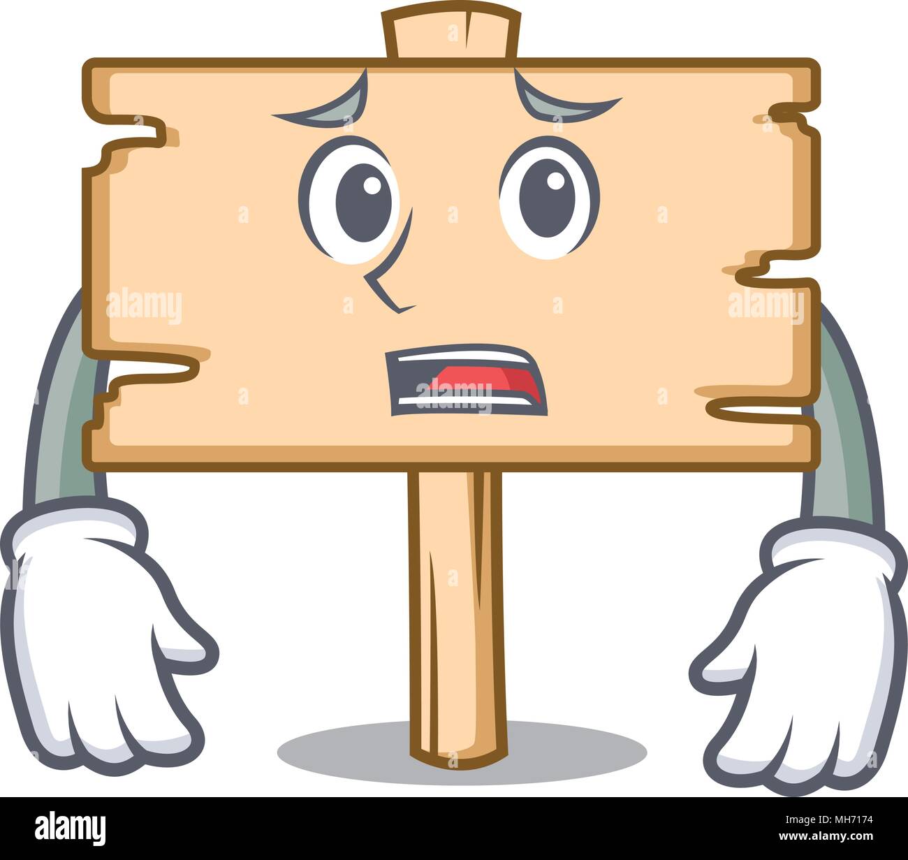 Afraid wooden board mascot cartoon Stock Vector Image & Art - Alamy