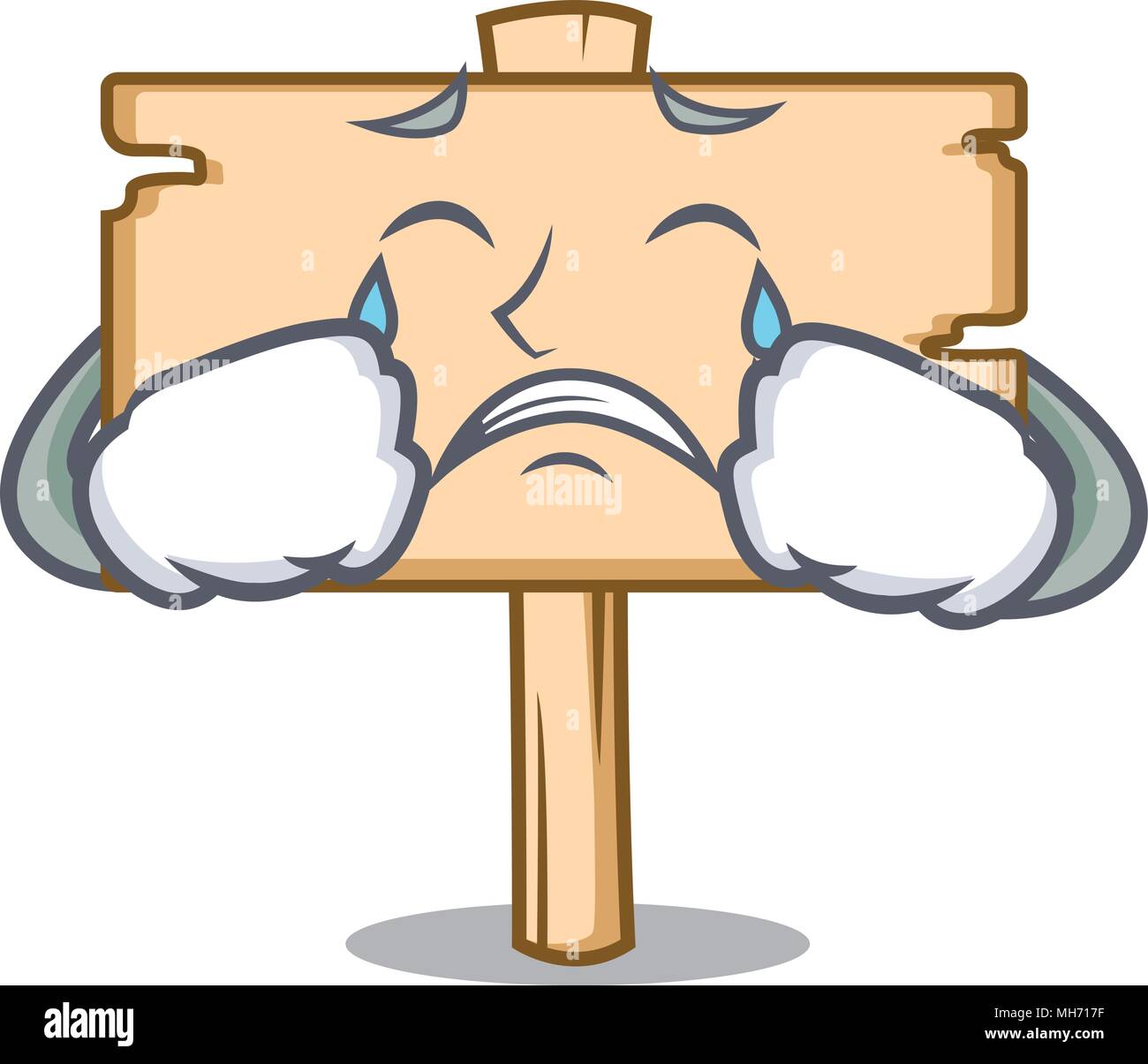 Crying wooden board mascot cartoon Stock Vector Image & Art - Alamy
