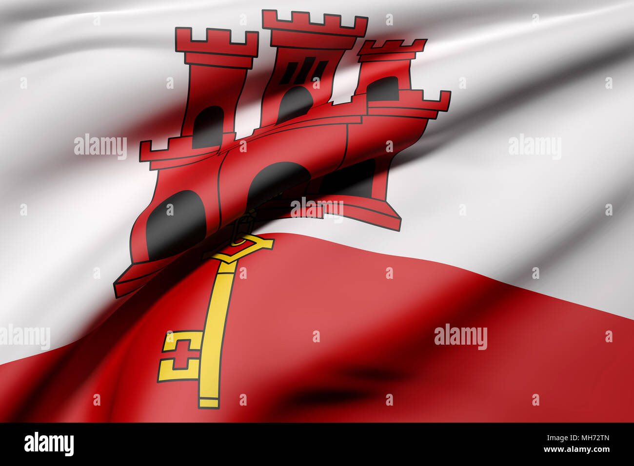 3d rendering of Gibraltar flag waving Stock Photo - Alamy