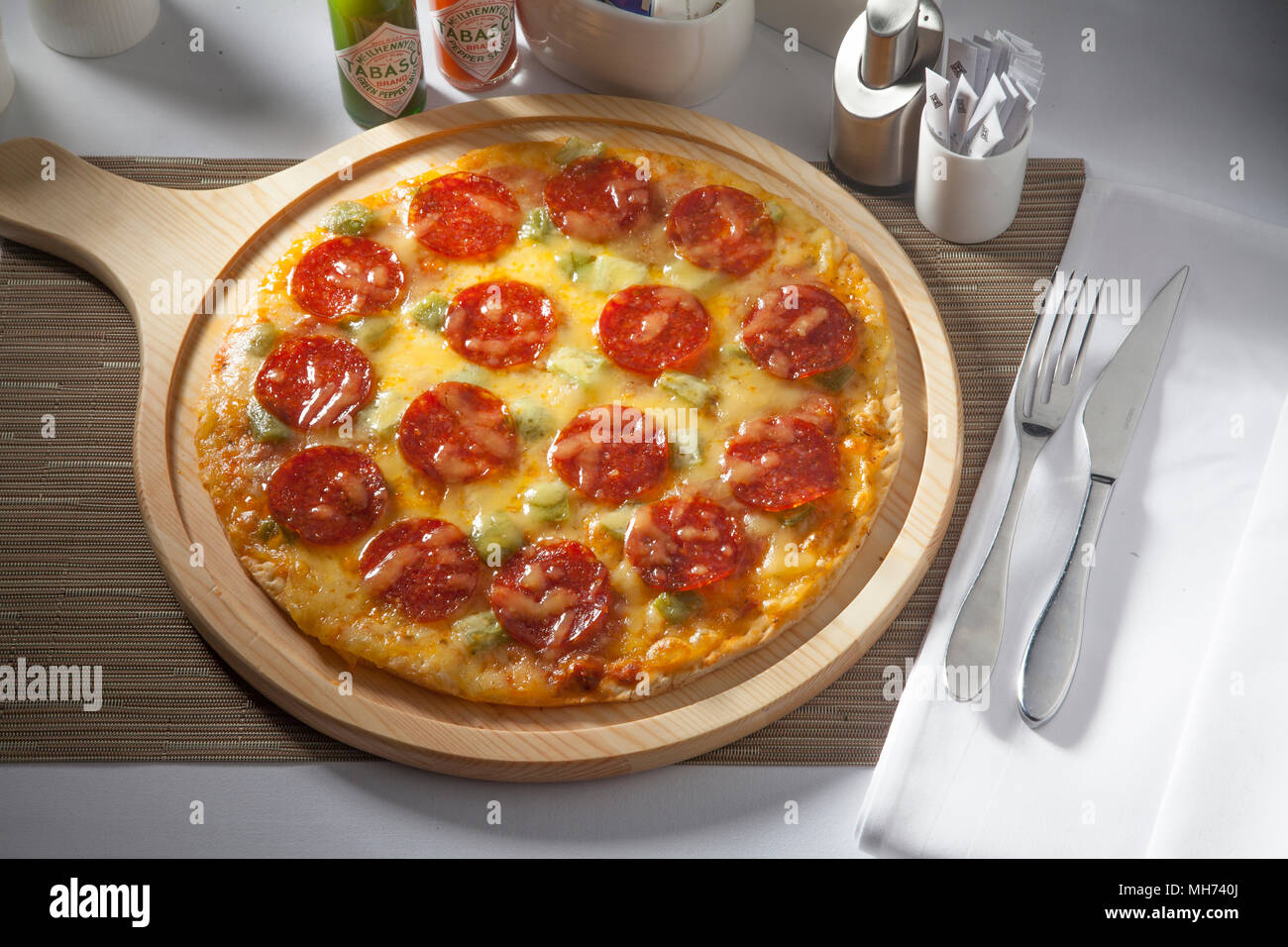 Pizza of ham Stock Photo - Alamy