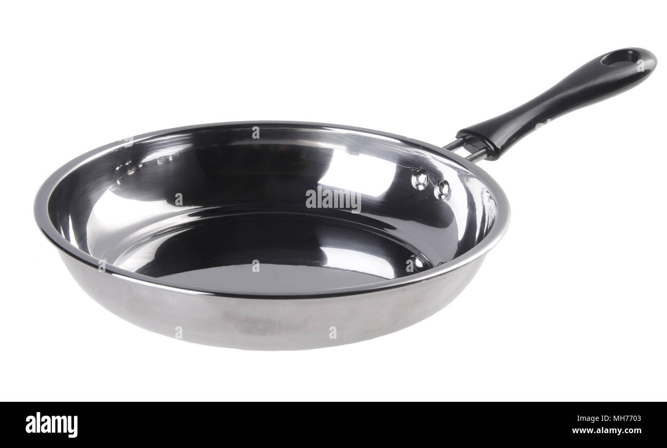 pan. stainless pan isolated on white background Stock Photo - Alamy