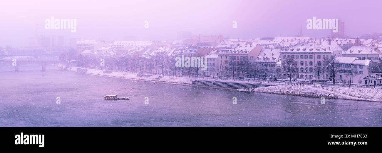 Dreamy winter panorama of a ferry crossing Stock Photo - Alamy
