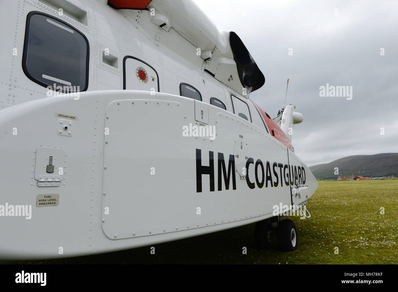 Signage on a UK coast guard rescue helicopter of the maritime ...