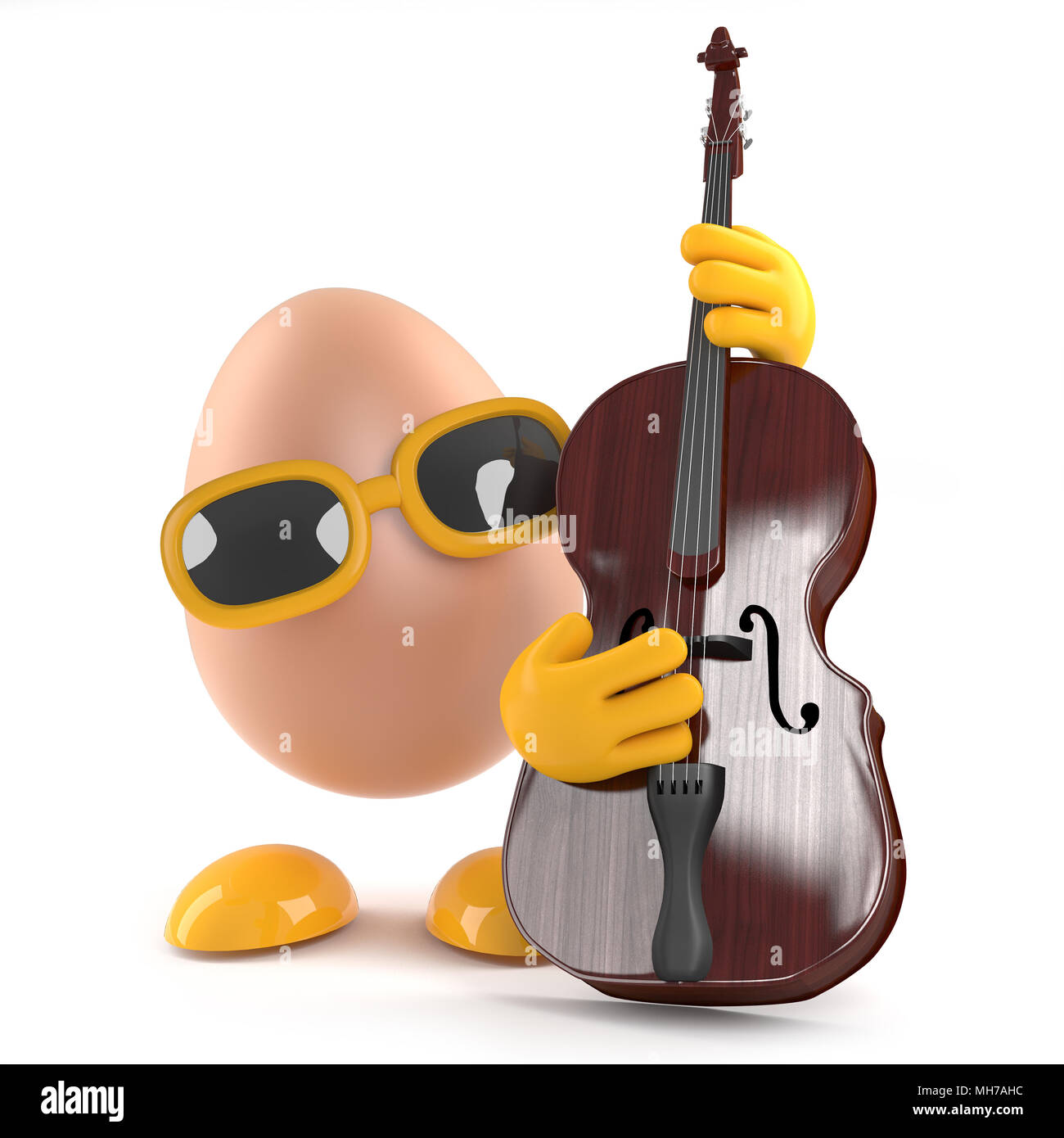 3d render of an egg playing a double bass Stock Photo - Alamy