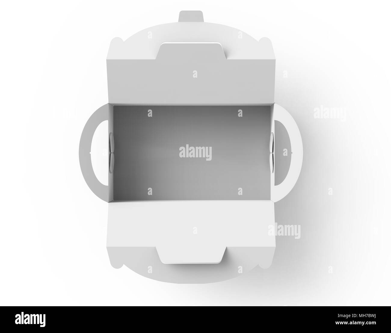 White box with handle, gift or food carton package in 3d render for ...