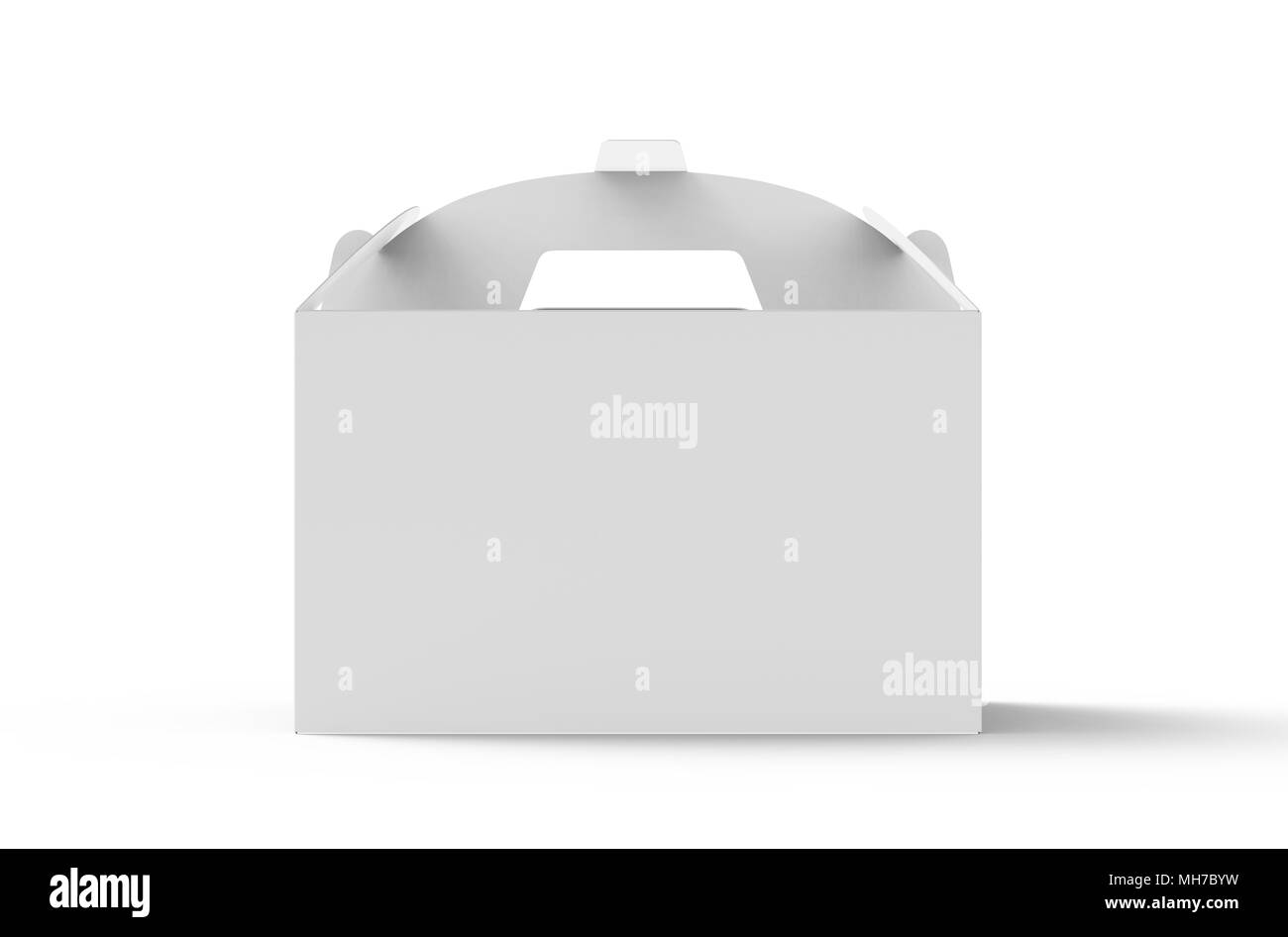 White box with handle, gift or food carton package in 3d render for ...