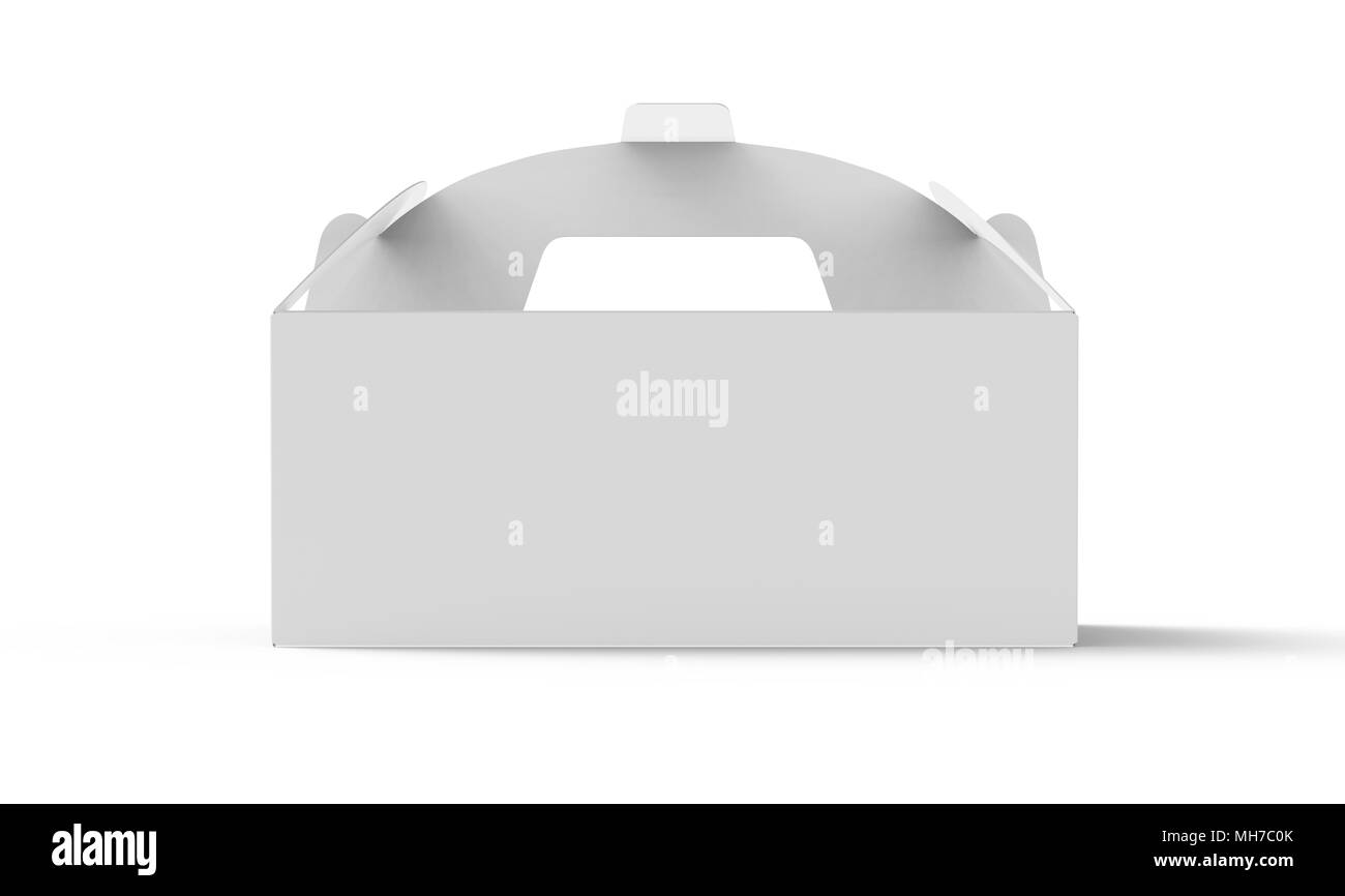 White box with handle, gift or food carton package in 3d render for ...