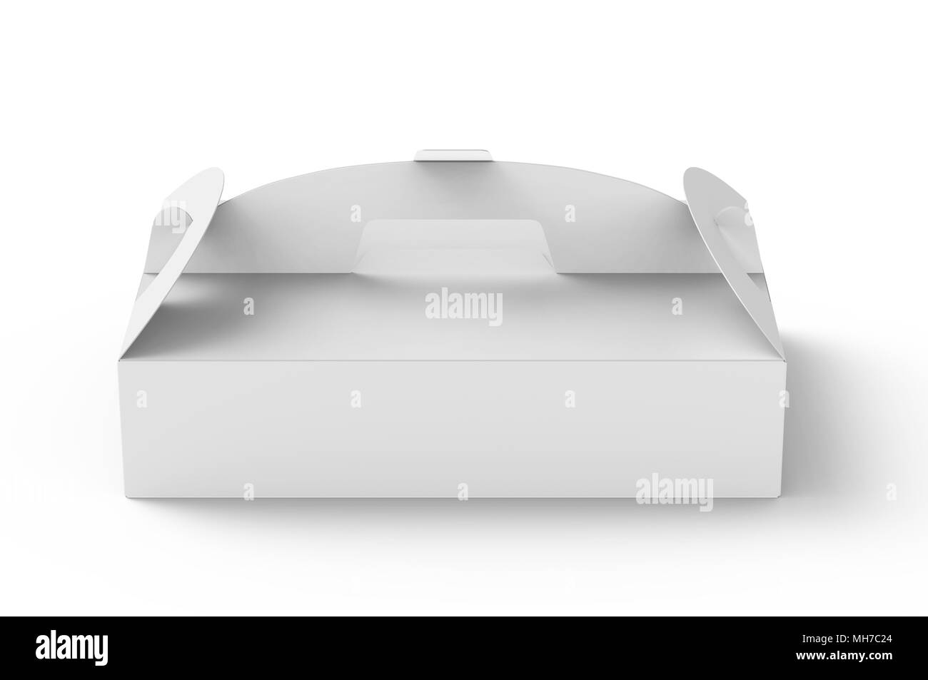 White box with handle, gift or food carton package in 3d render for ...