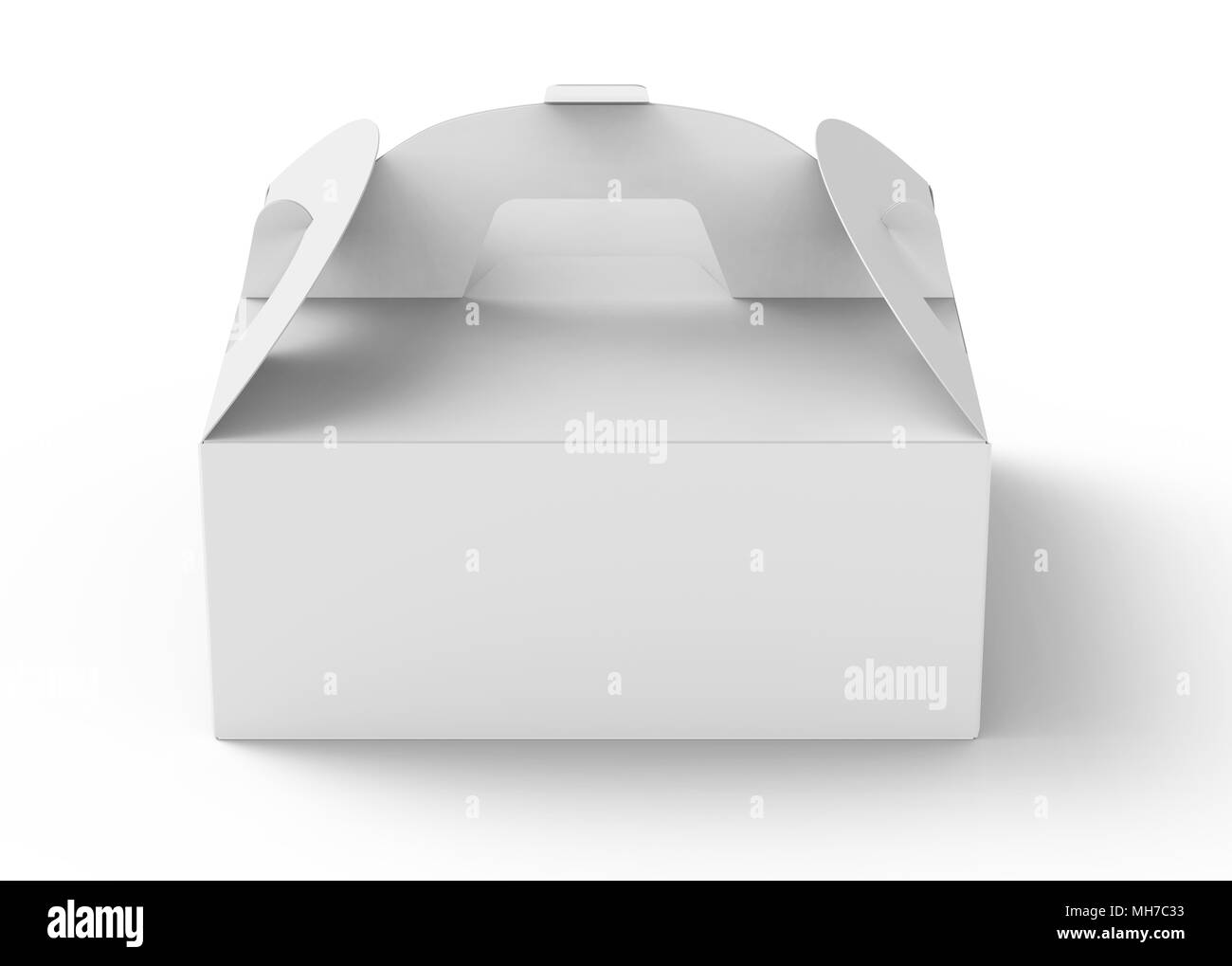 White box with handle, gift or food carton package in 3d render for ...