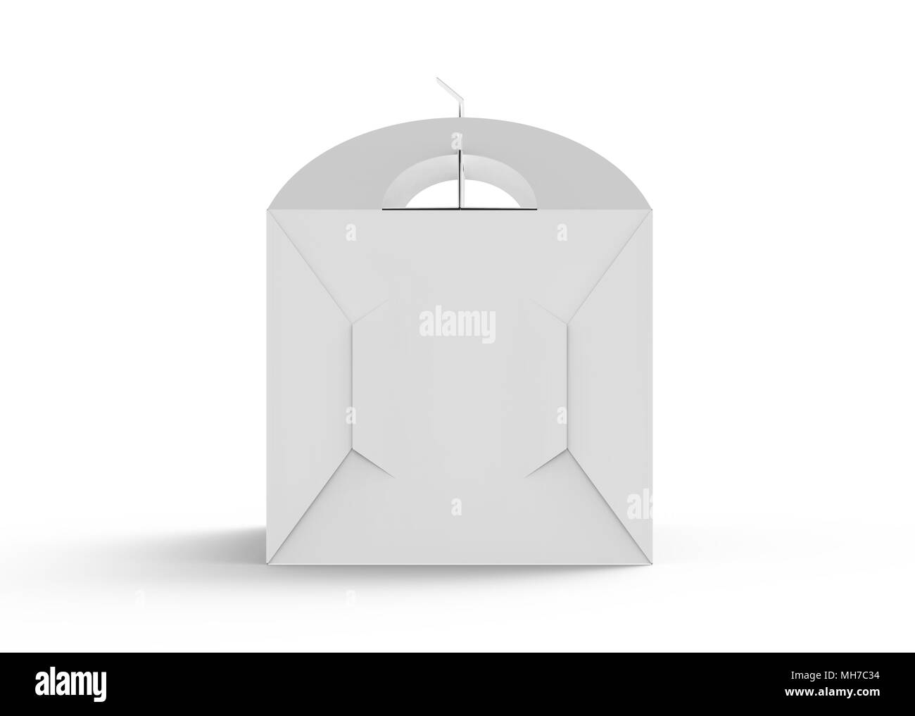 White box with handle, gift or food carton package in 3d render for ...