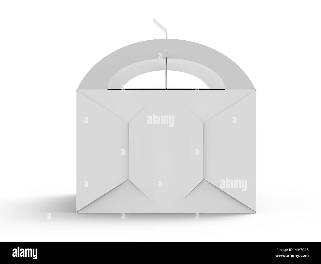 White box with handle, gift or food carton package in 3d render for ...