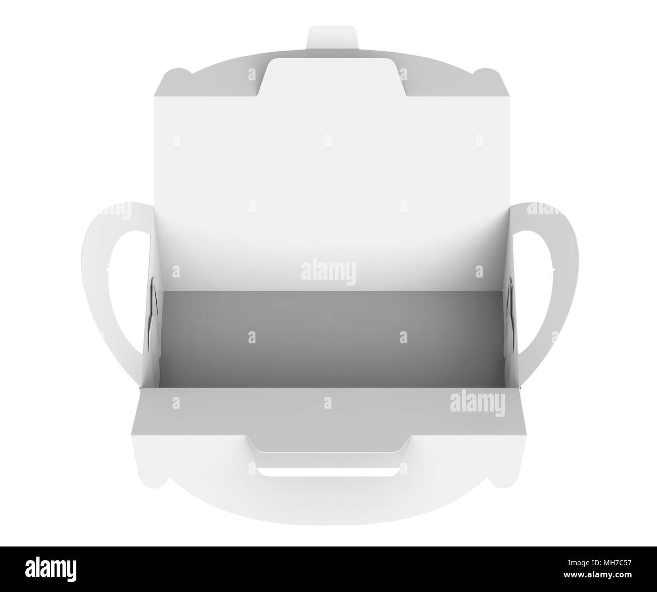 White box with handle, gift or food carton package in 3d render for ...