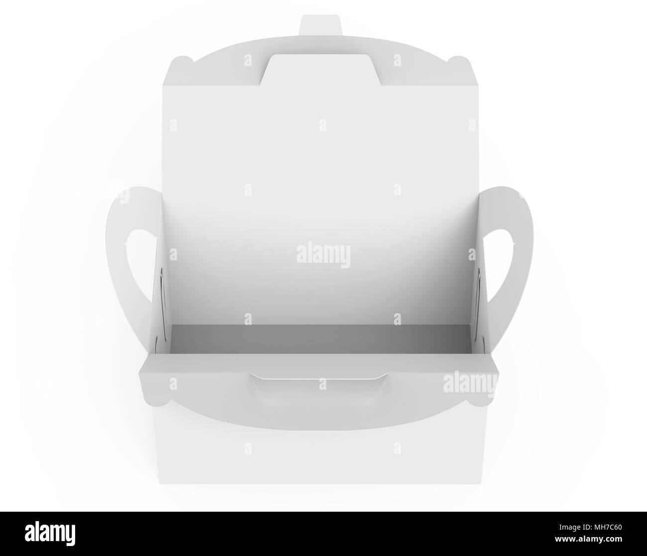 White box with handle, gift or food carton package in 3d render for ...