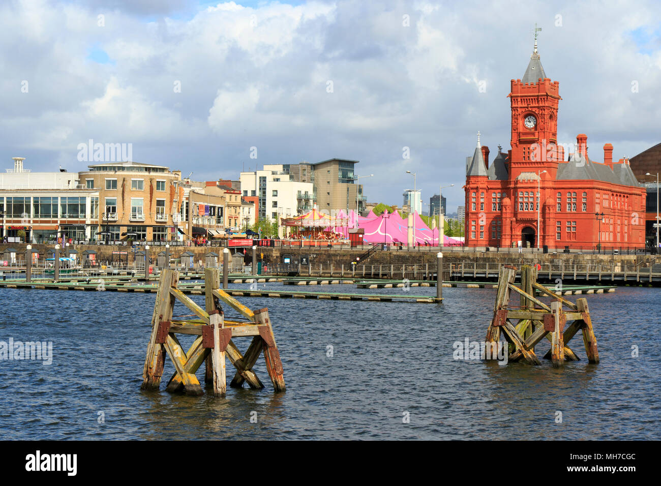 Cardiff Bay showing the Pierhead Building Stock Photo - Alamy