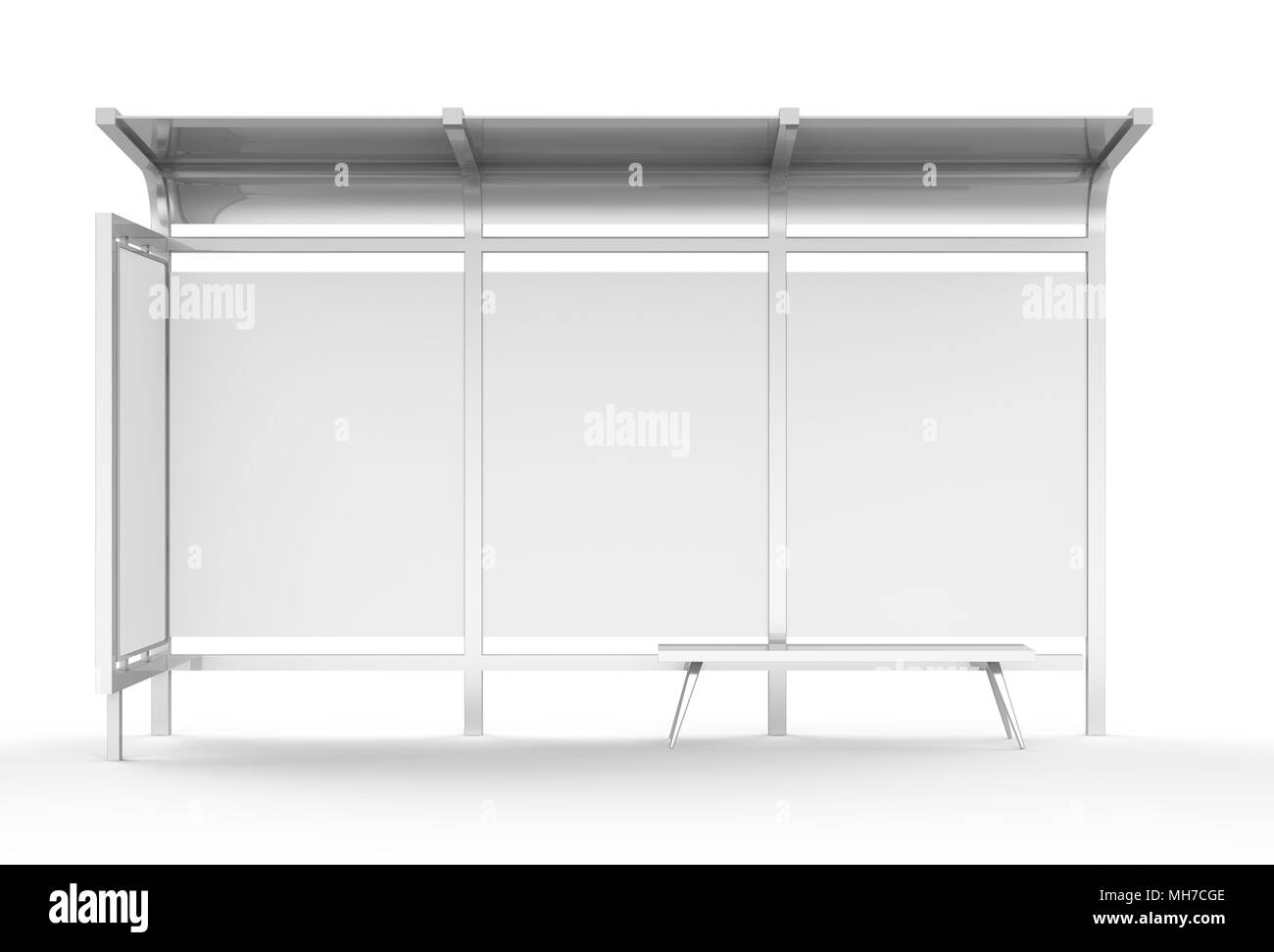 3D render bus shelter, blank copy space for advertising or promotional ...