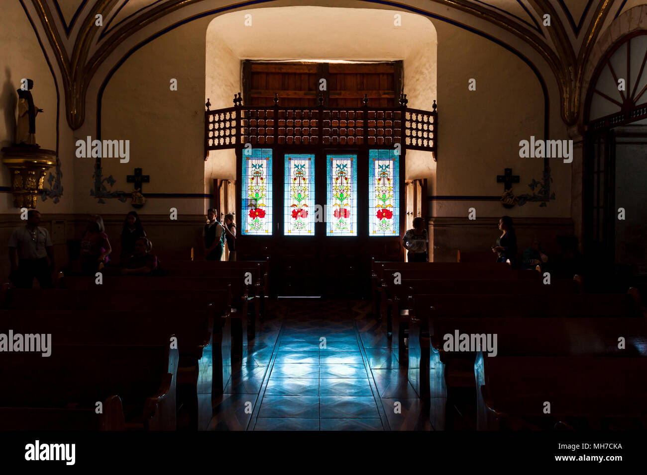 Decorated windows of the church of Santiago Apostol. Tequila, Jalisco ...