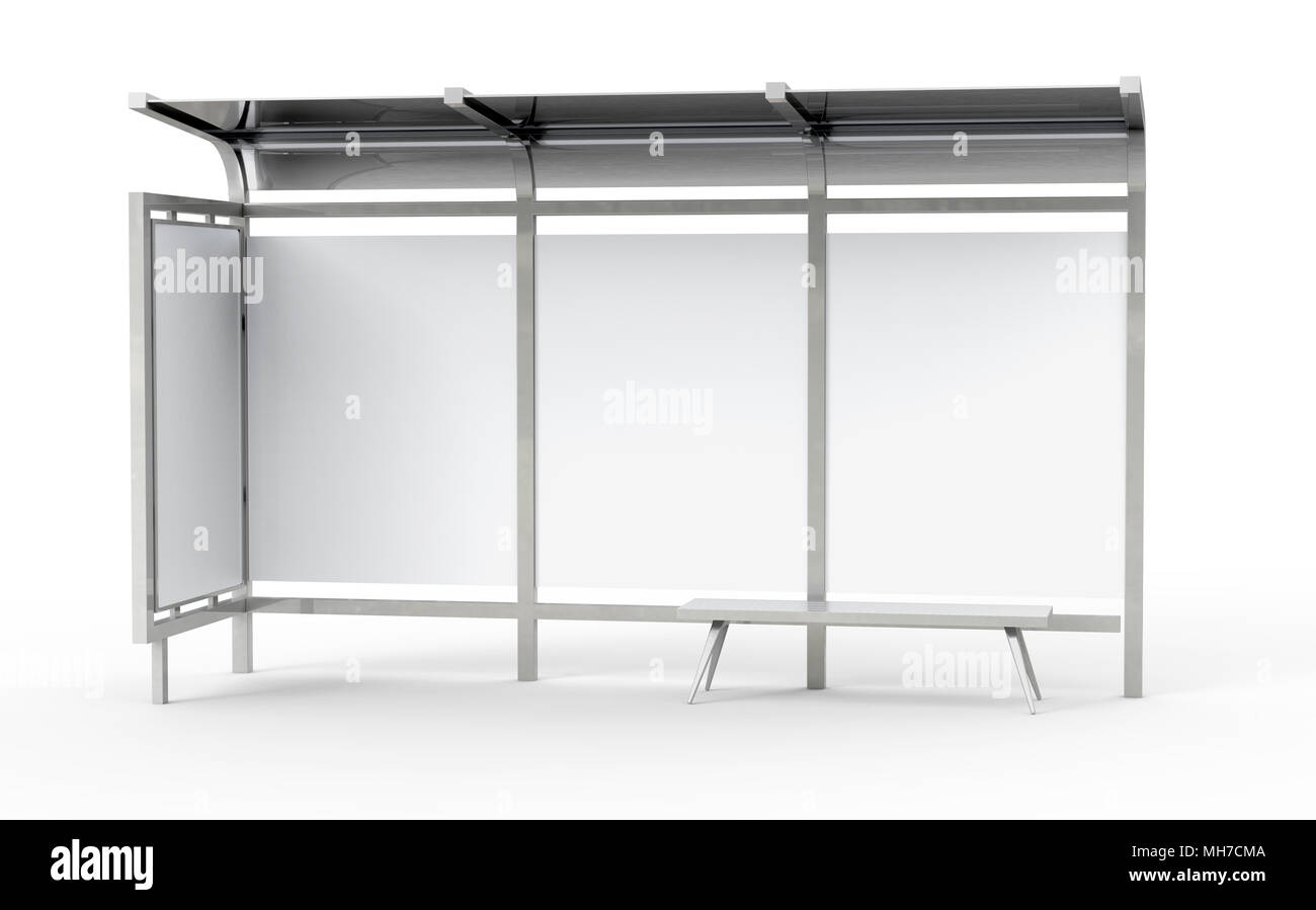 3D render bus shelter, blank copy space for advertising or promotional ...