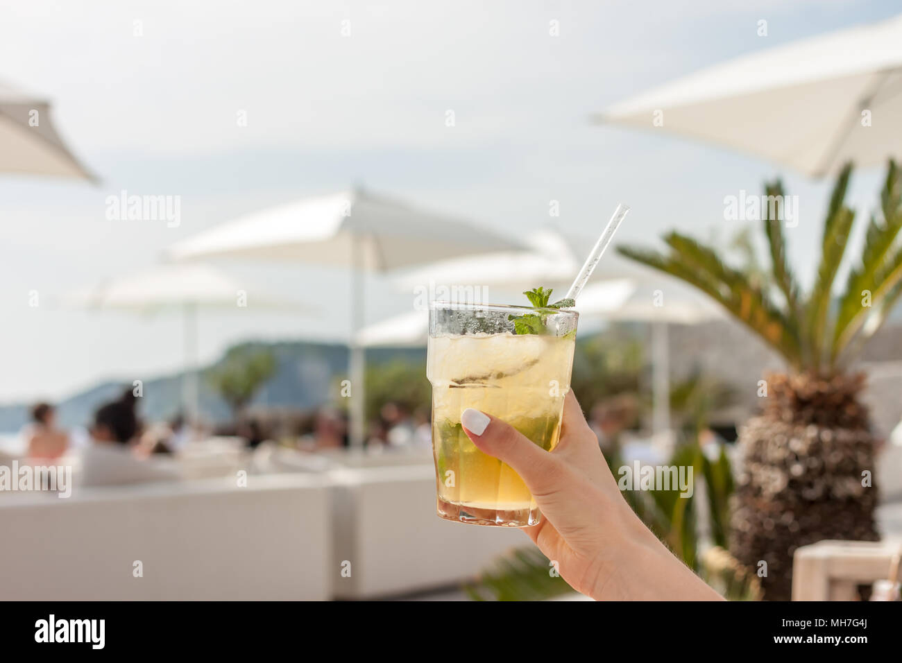 coctail glass in beach club Stock Photo - Alamy