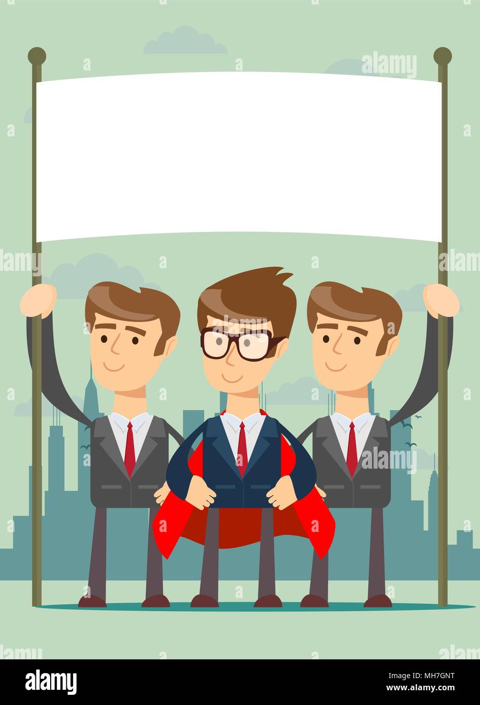 happy business team with a banner Stock Vector Image & Art - Alamy