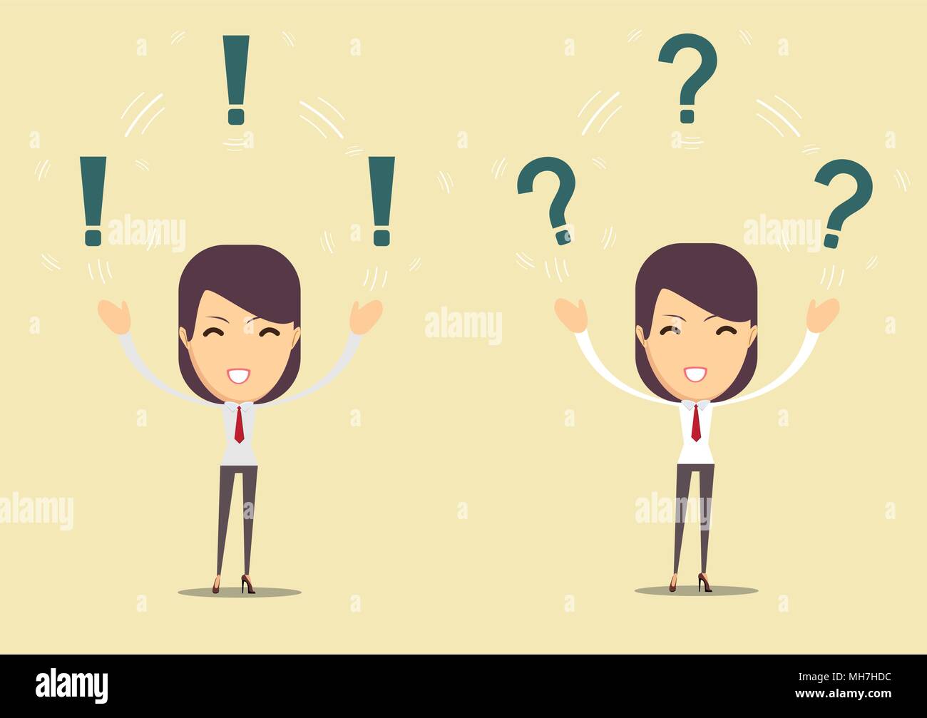 Beautiful young lady thinking with question marks overhead Stock Vector ...