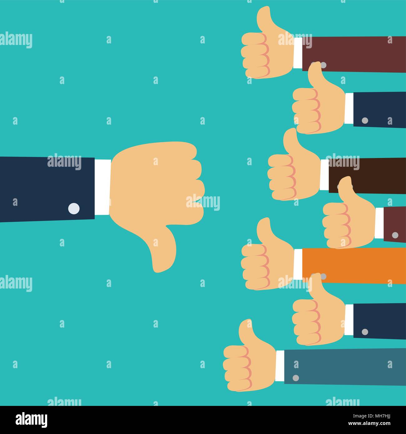 many hands with thumbs up but get one dislike feedback from the boss or ...