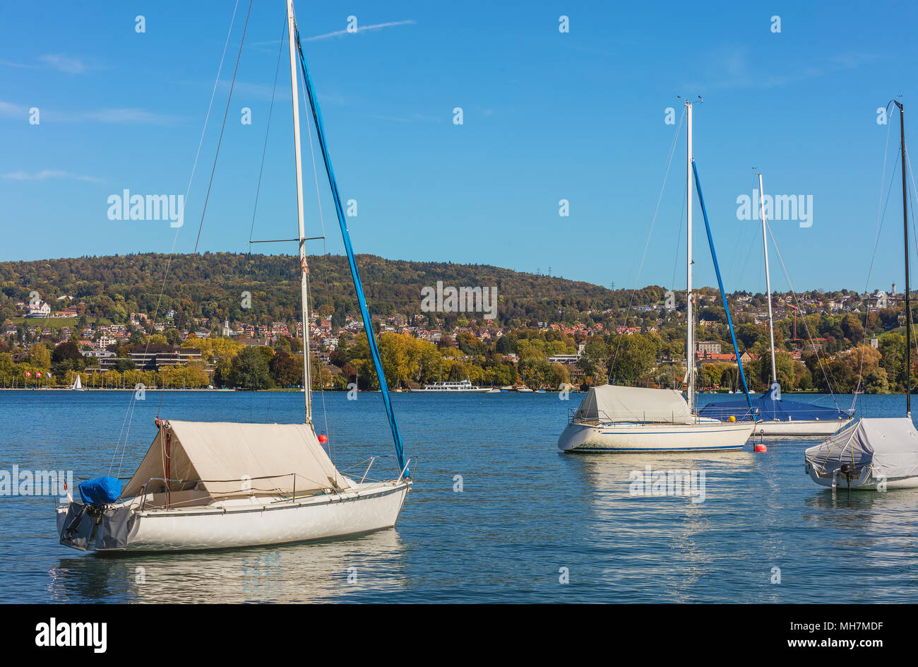 Lake Zurich in Switzerland - view from the city of Zurich at the ...