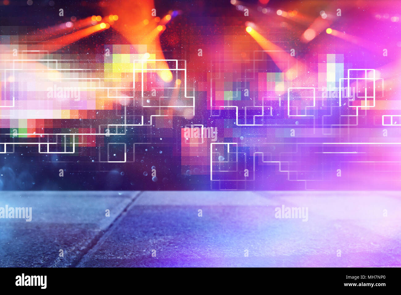 Futuristic retro background of the 80`s retro style. Digital or Cyber ...