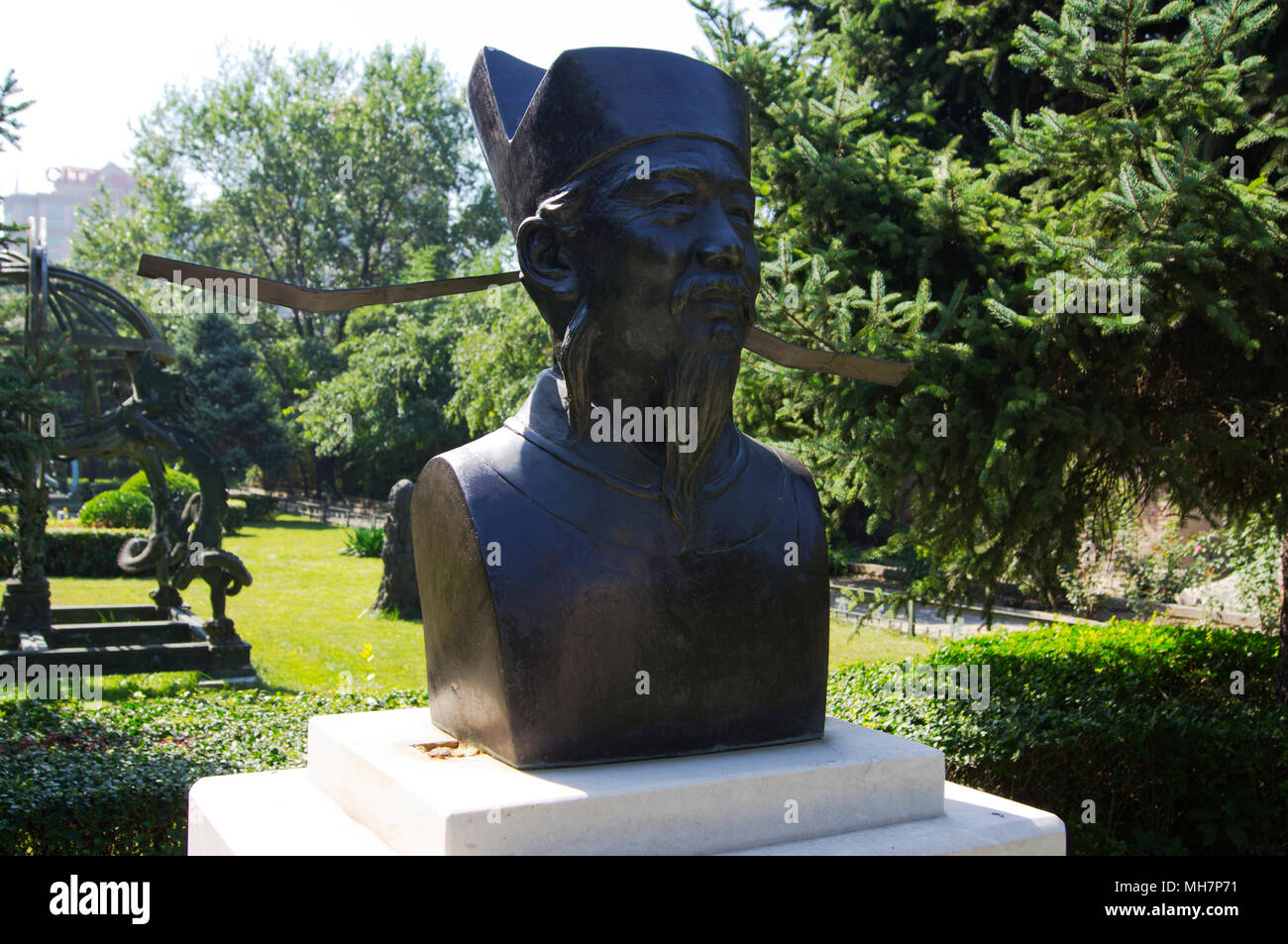 A bronze bust of a Chinese astronomer at the Beijing Ancient ...